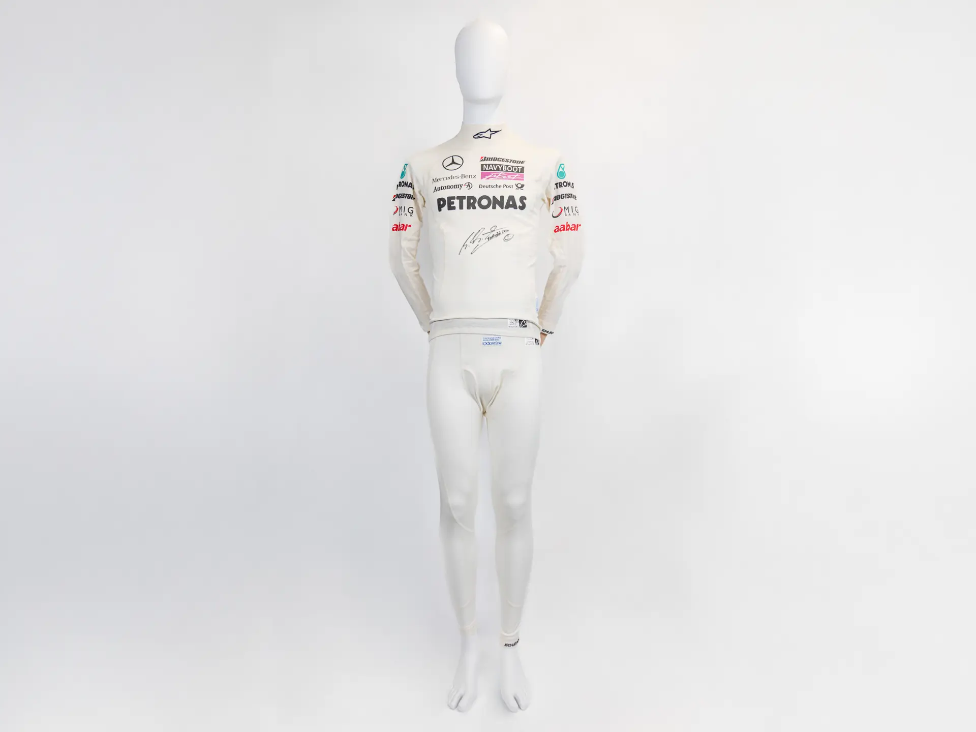 2010 Michael Schumacher Mercedes-AMG Formula 1 Alpinestars Signed Nomex ...