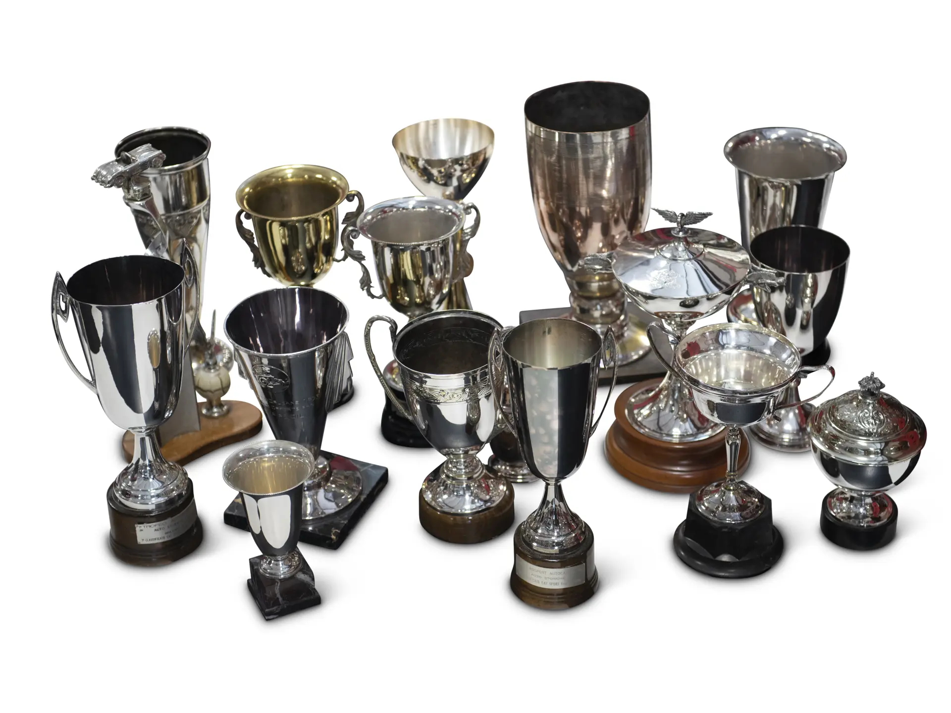 Collection of Ornate Racing Trophies, Awards, and Acknowledgements ...
