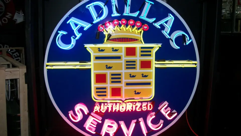 CADILLAC tin neon sign, 48in, new neon glass, transformers and can ...
