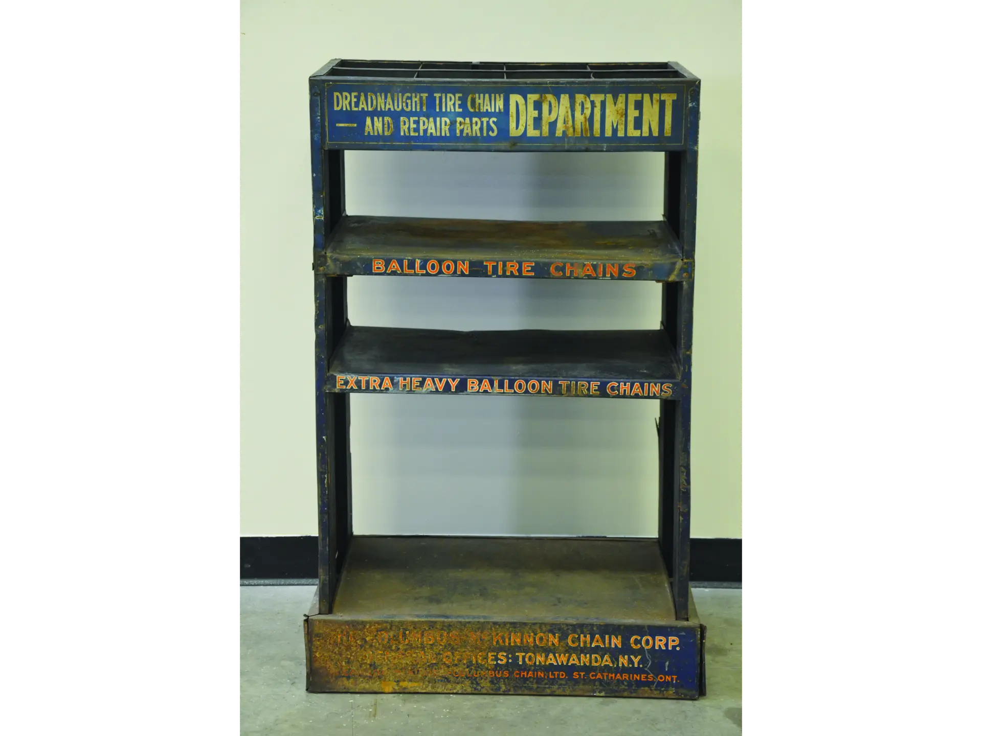 A Dreadnought tire chains aluminum tin painted display. | Auburn Fall ...
