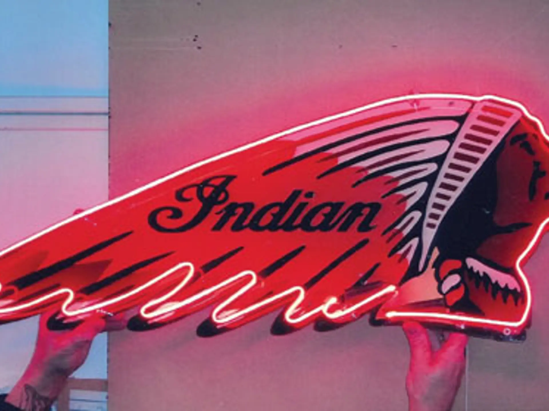 Indian Chief Head Neon Porcelain Sign | Las Vegas Premier Motorcycle ...