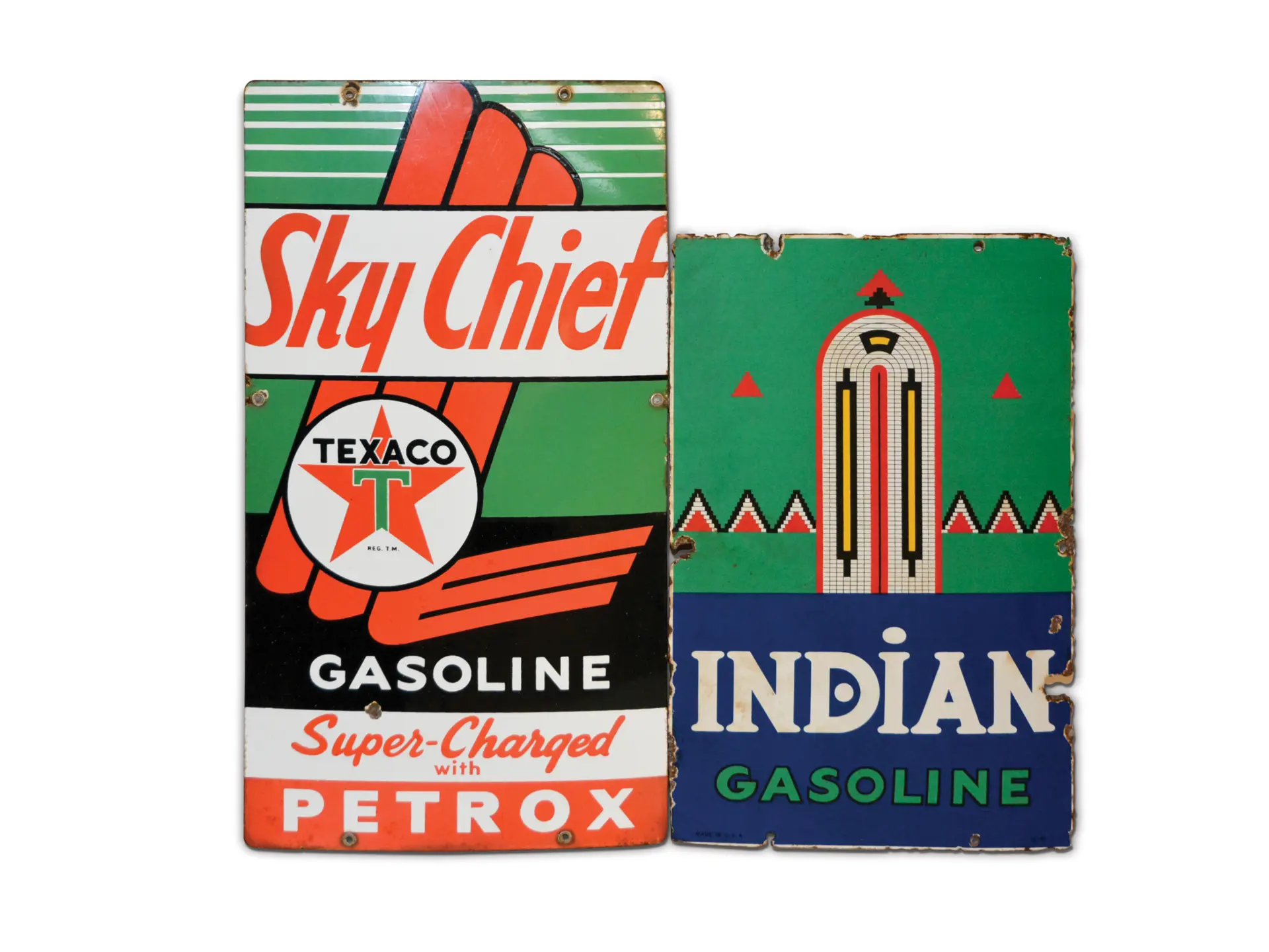 Texaco Sky Chief and Indian Gasoline Porcelain Signs | Fort Lauderdale ...