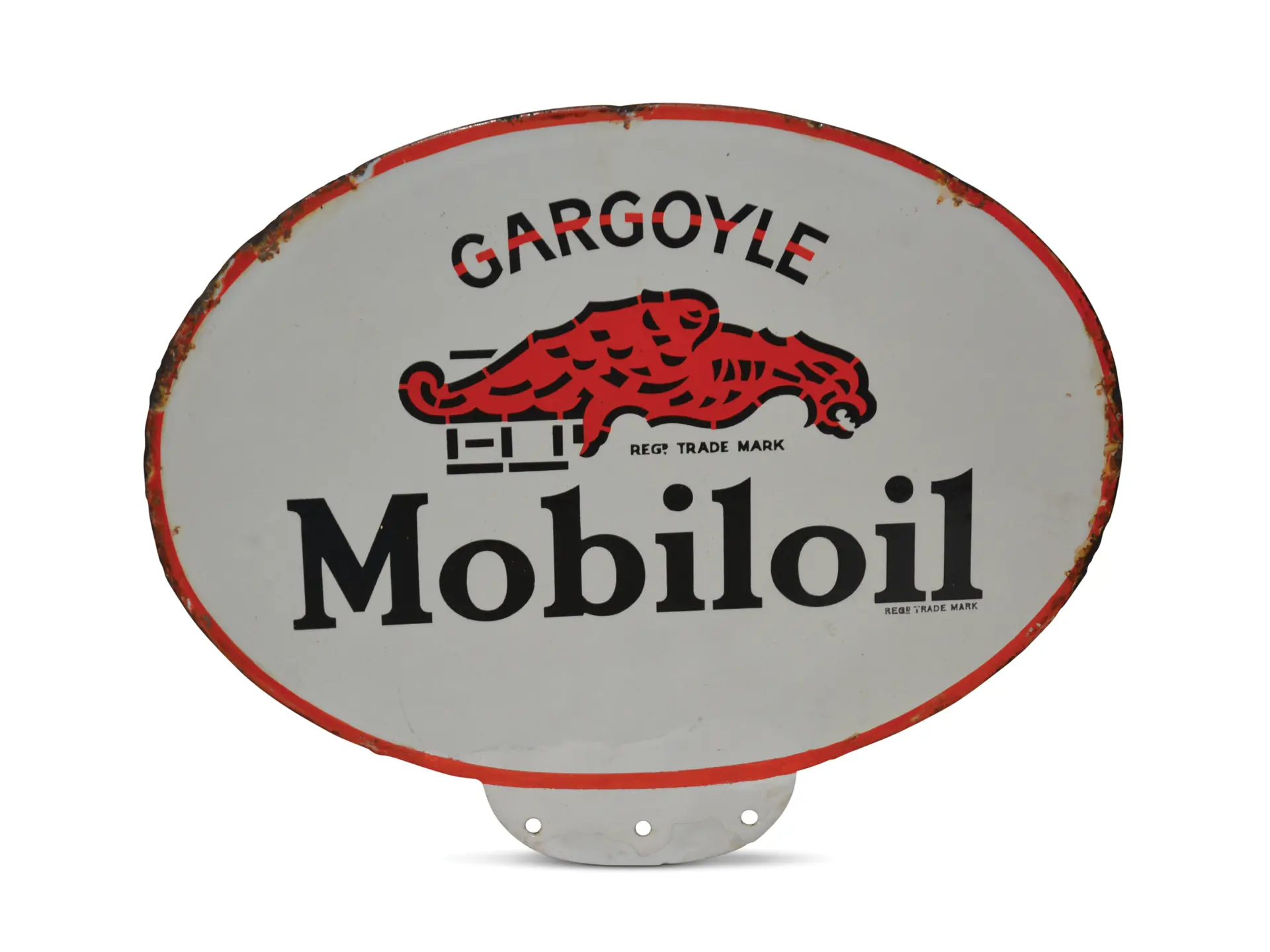 "Gargoyle Mobiloil" Porcelain Oval Globe Sign for Oil Cabinets | Auburn ...