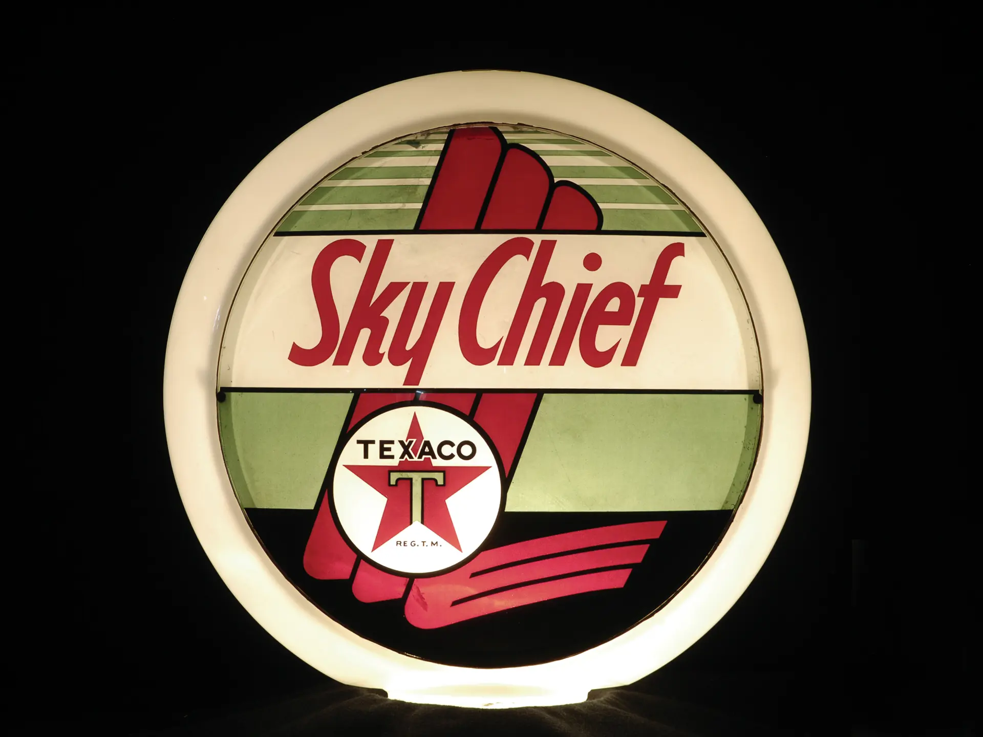 Texaco Sky Chief (base included) threaded universal milk glass frame ...