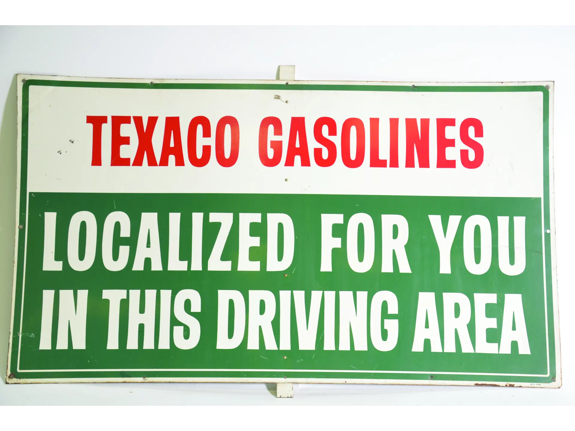 A single-sided, tin painted ‘Texaco gasoline’ sign, 41.5" x 24 ...