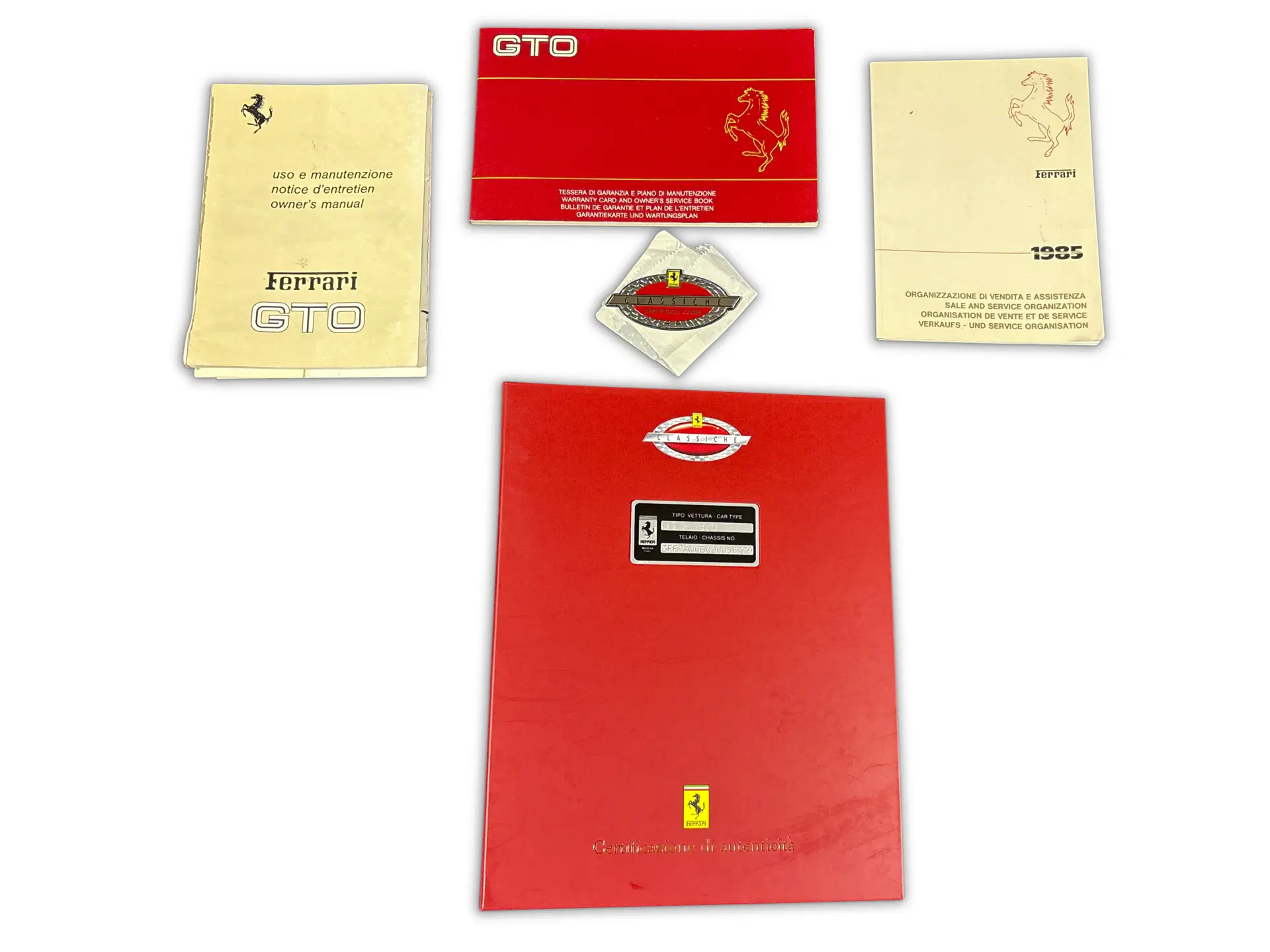 Ferrari 288 GTO Manuals and Ferrari Classiche Certificate of Authenticity and Red Book | The ...