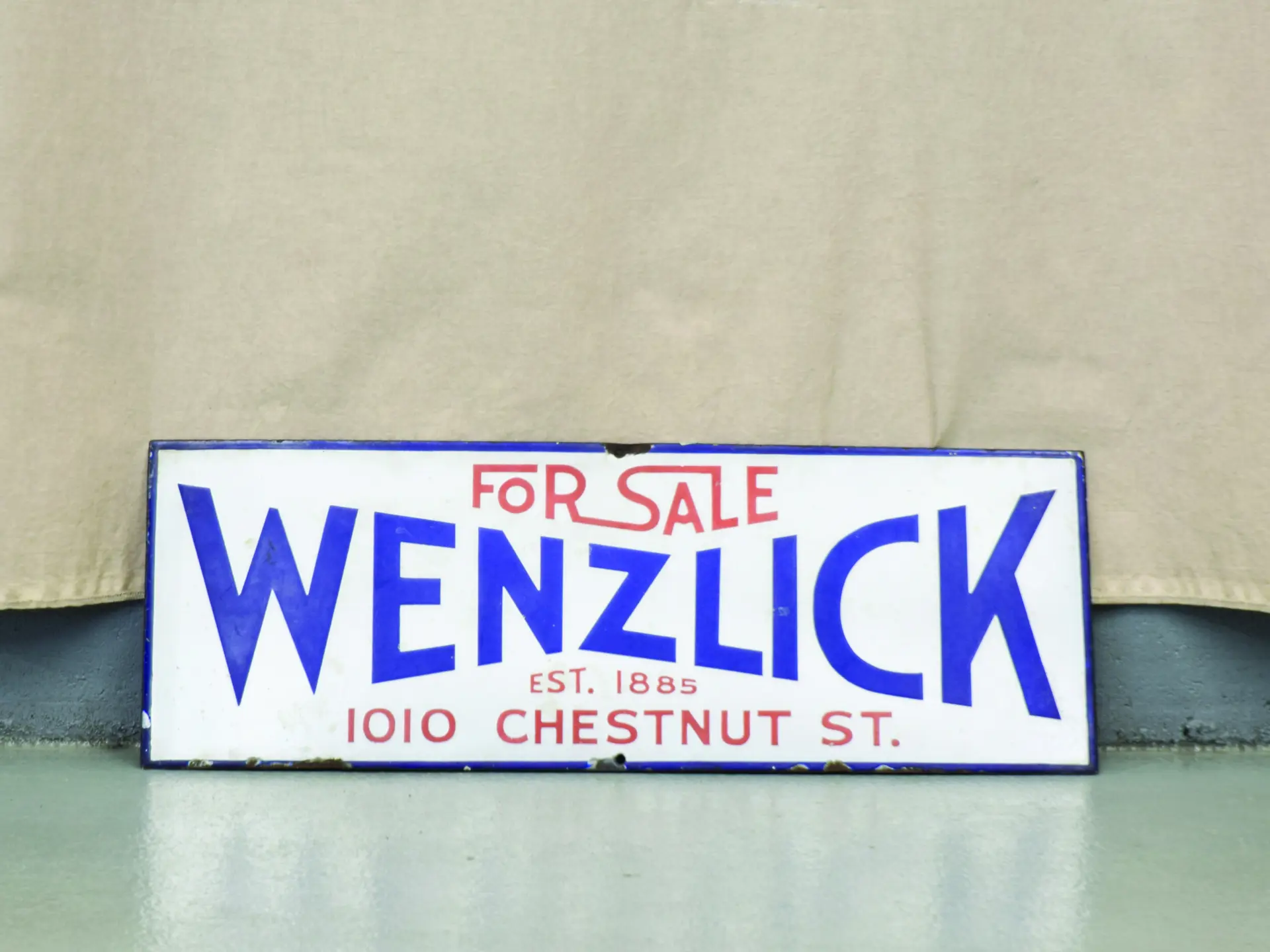 A single-sided, porcelain, Wenzlick sign, 28" x 10". | Auburn Fall 2016 ...