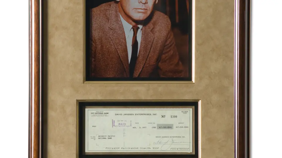 David Janssen Signed Check Display | The Astor Collection | RM Sotheby's
