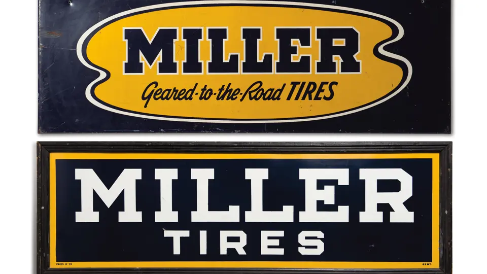 Two Miller Tires Signs | The Dingman Collection 2012 | RM Sotheby's