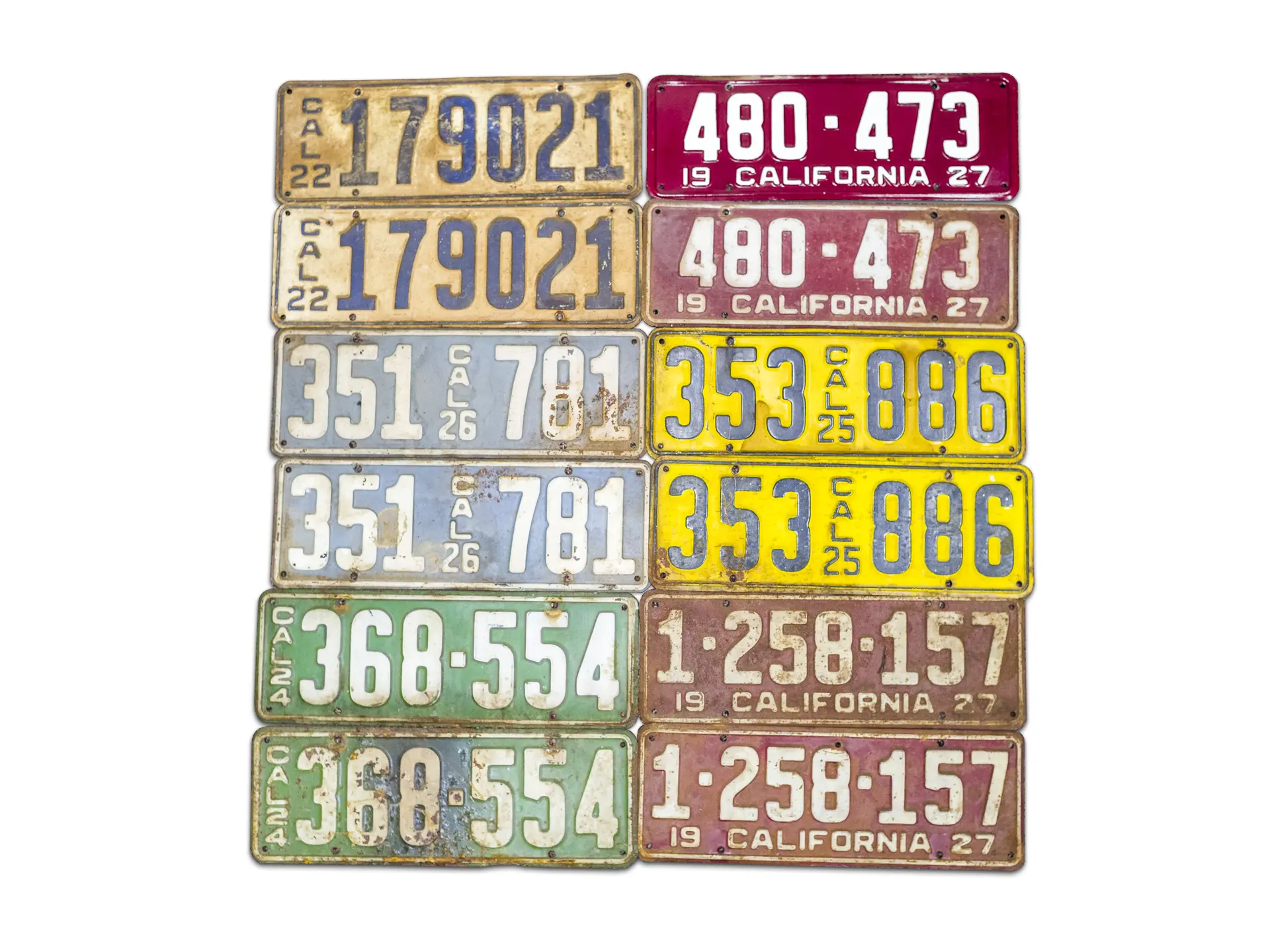 Pairs of 1920s California License Plates | THE MITOSINKA COLLECTION ...