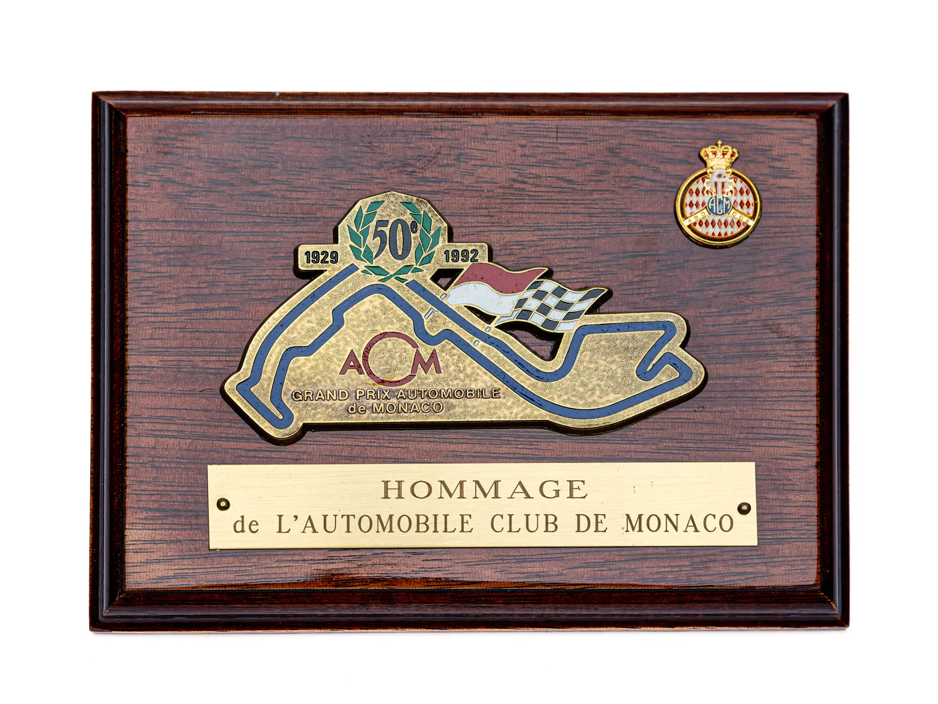L'Automobile Club De Monaco 50th Monaco Grand Prix Commemorative Plaque ...