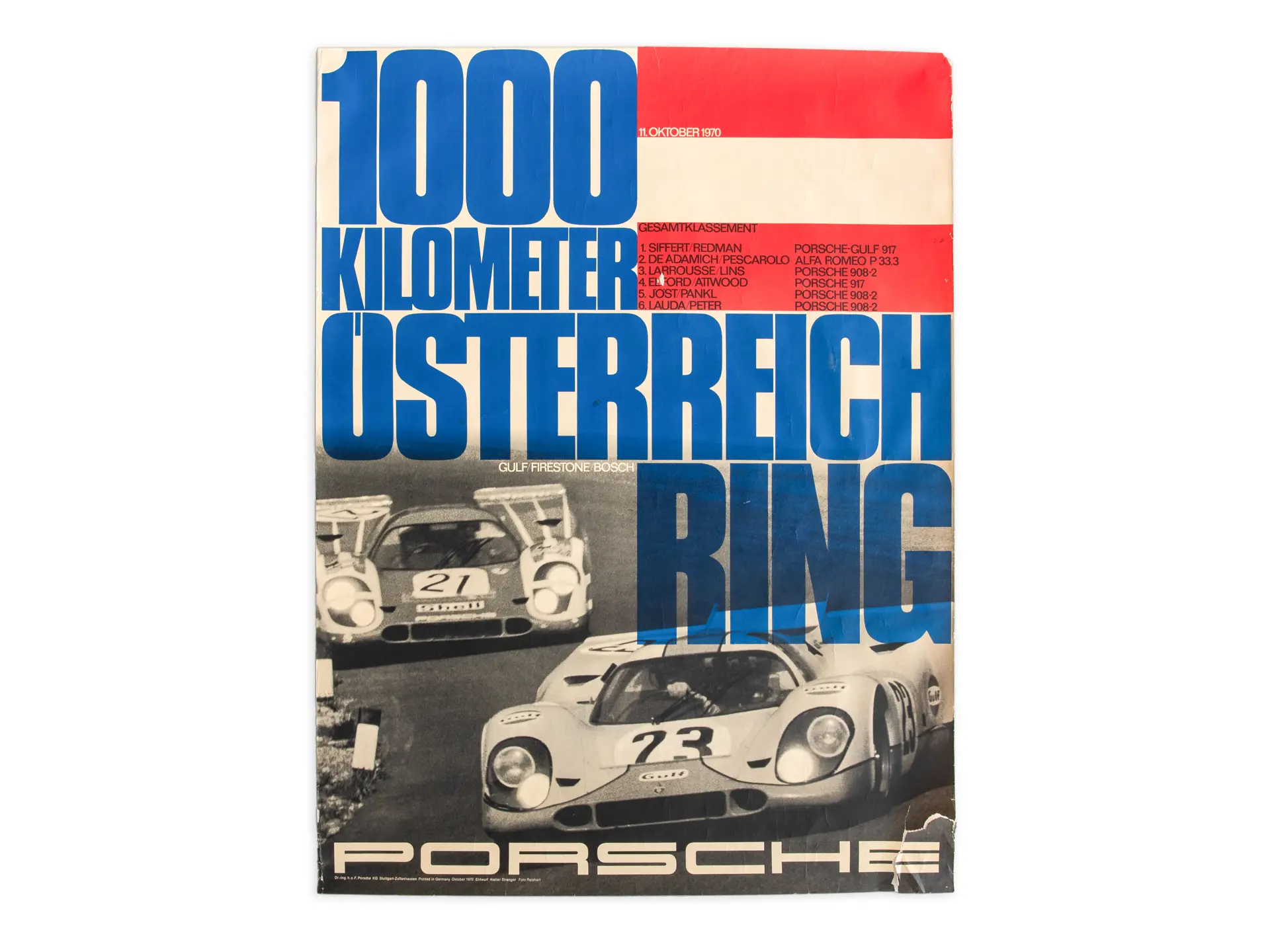 "1000 Kilometer Osterreich Ring" Porsche Racing Poster, 1970 | The ...