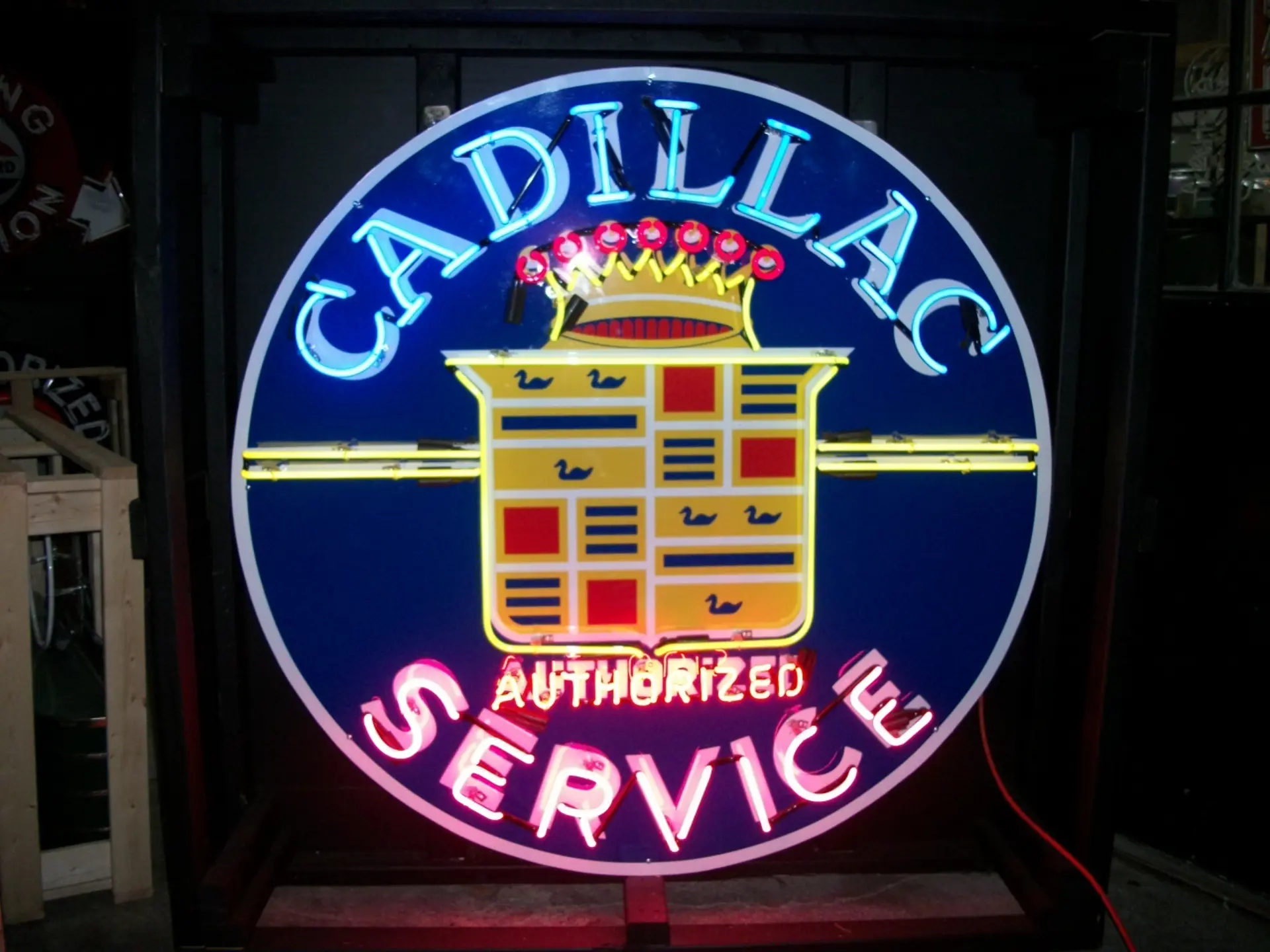CADILLAC tin neon sign, 48in, new neon glass, transformers and can ...
