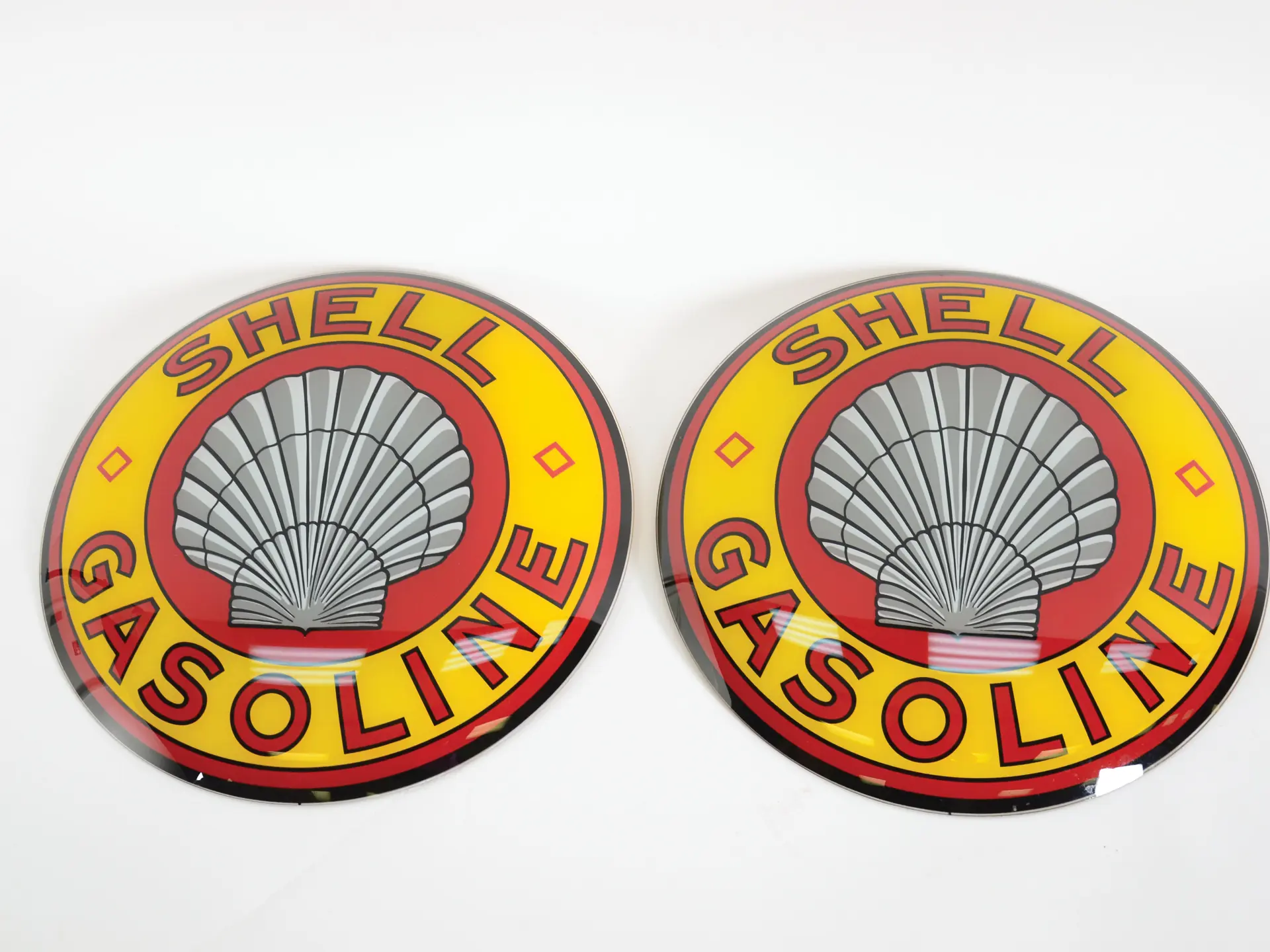 A pair of Shell gasoline globe lenses, 15 inches in diameterMint ...