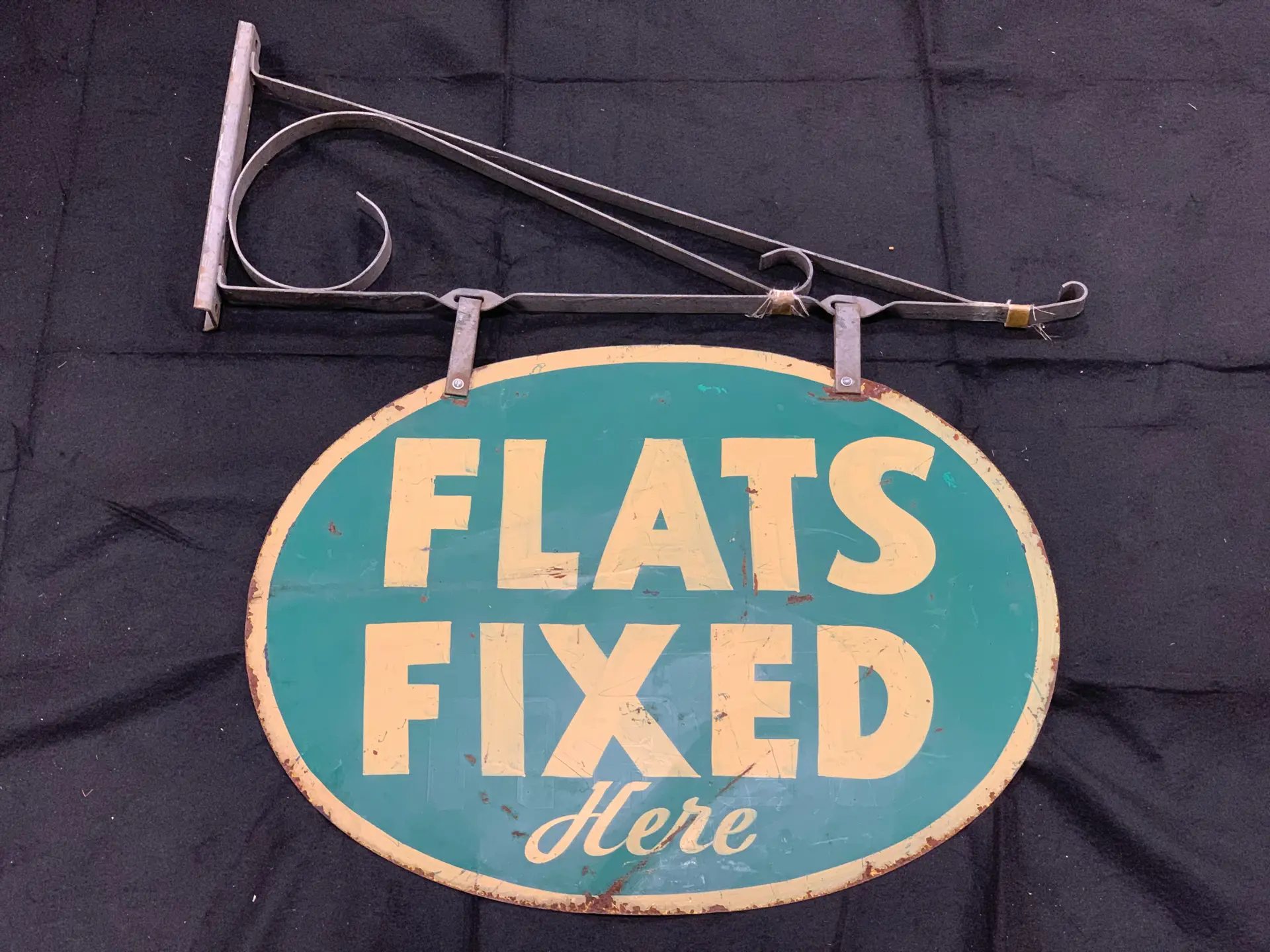 Hand Painted "Flats Fixed Here" Double-Sided Hanging Metal Sign ...