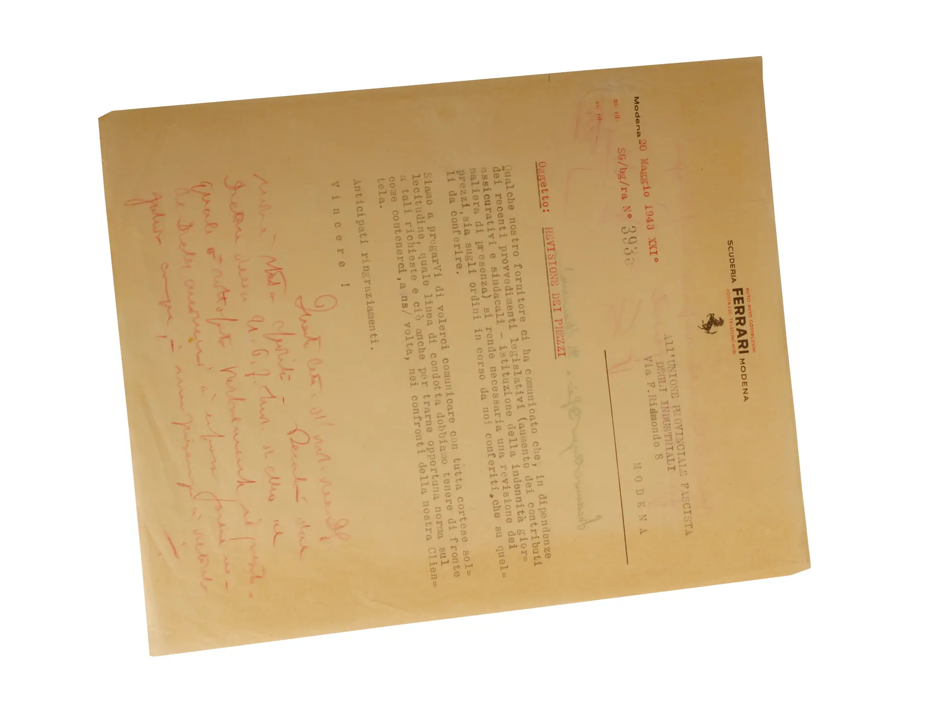 Scuderia Ferrari Letter, 1943 | Ferrari – Leggenda e Passione 2007 | RM ...