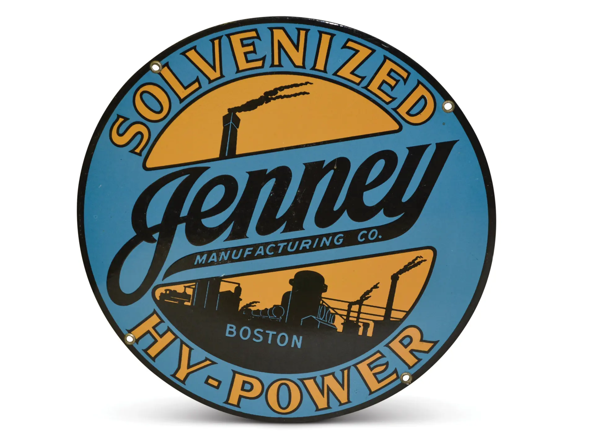 "Jenny Solvenized Hy-Power" Gas with Factory Sign Porcelain Sign ...
