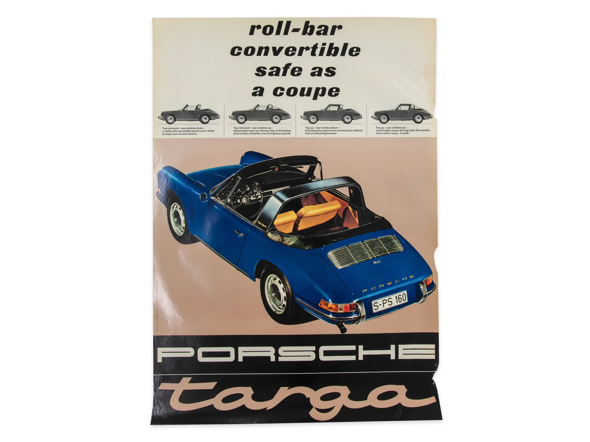 "Roll-bar convertible safe as a coupe" Porsche 911 "Soft Window" Targa ...