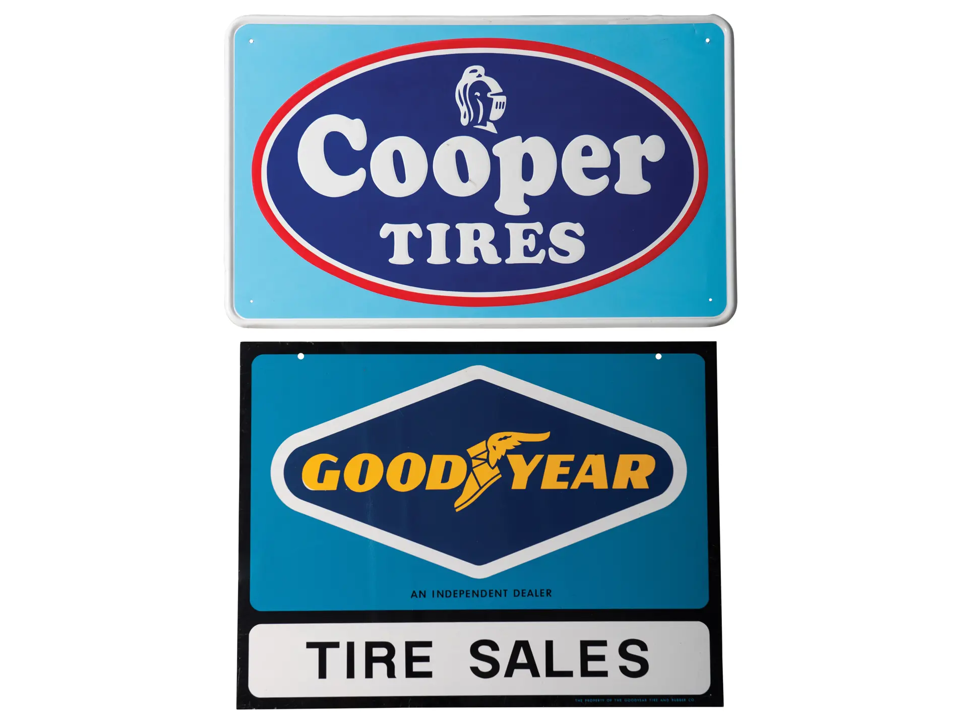 Goodyear and Cooper Tires Tin Embossed Signs | The Dingman Collection ...