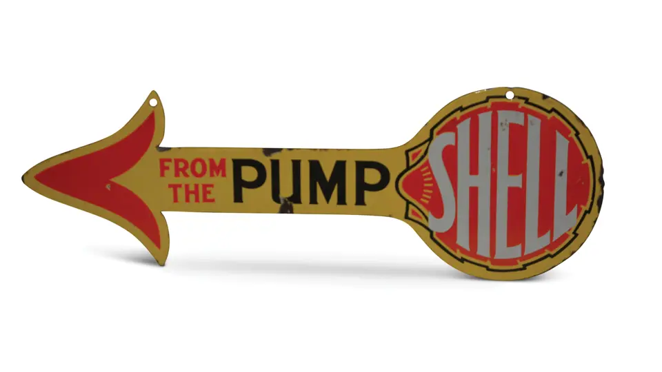 Shell "From the Pump" Arrow Porcelain Sign | Auburn Fall 2019 | RM ...