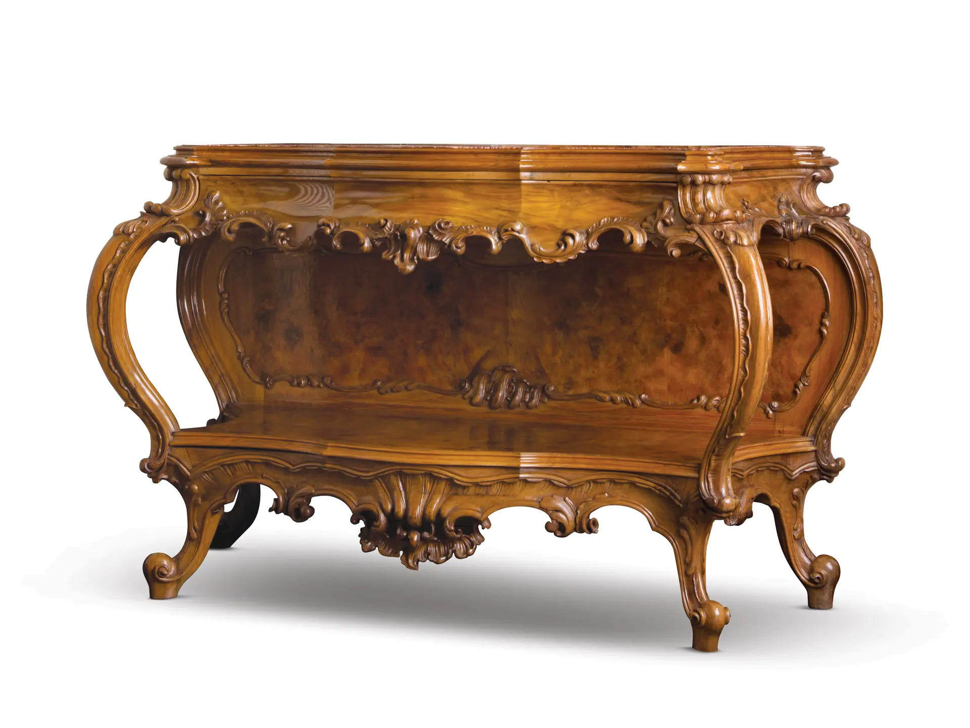 Continental Rococo Revival Marble Inset Walnut Console Table | The ...