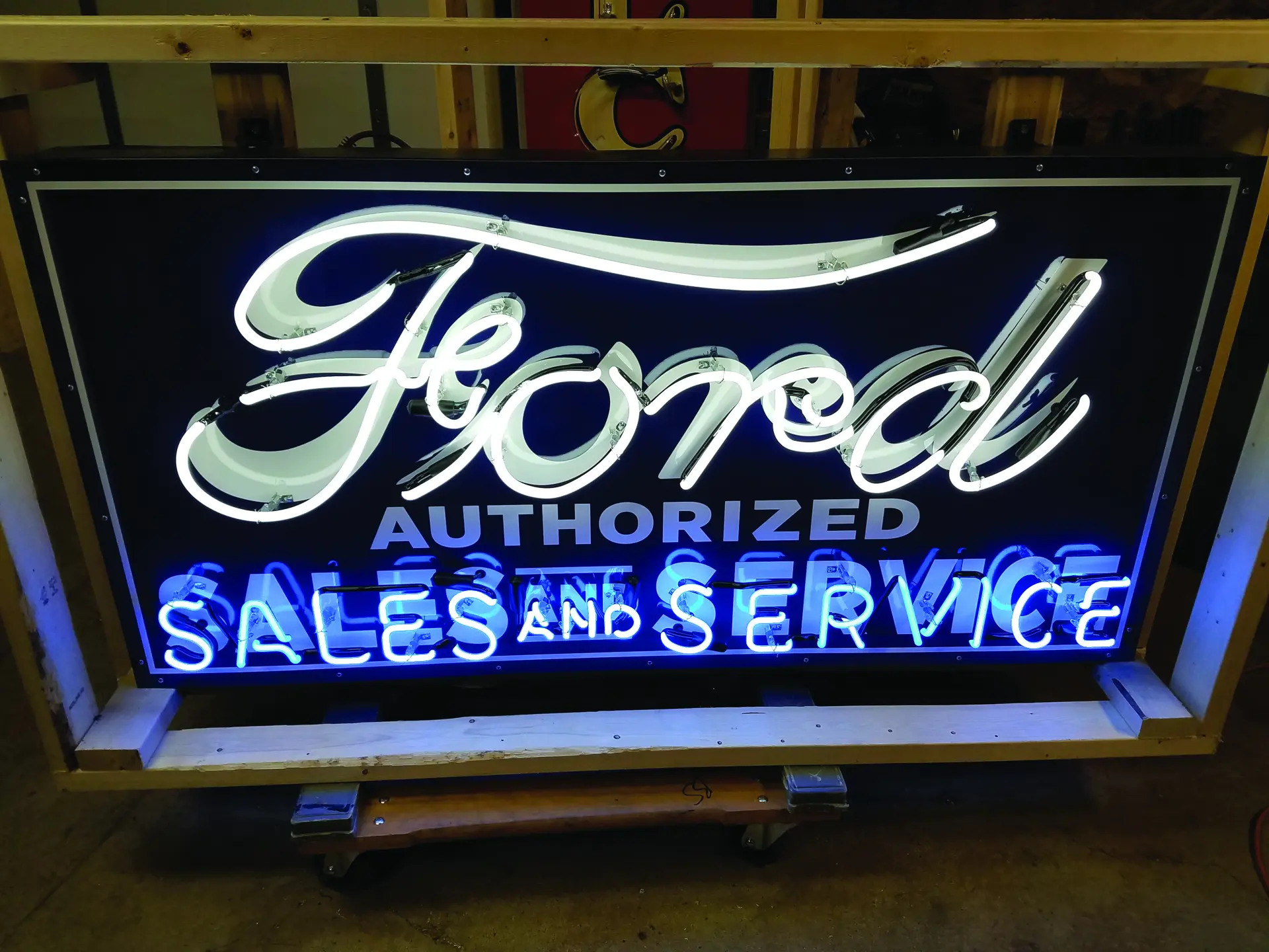 A custom, Ford, "sales and service," tin, neon, sign, 3x5ft. | Auburn ...