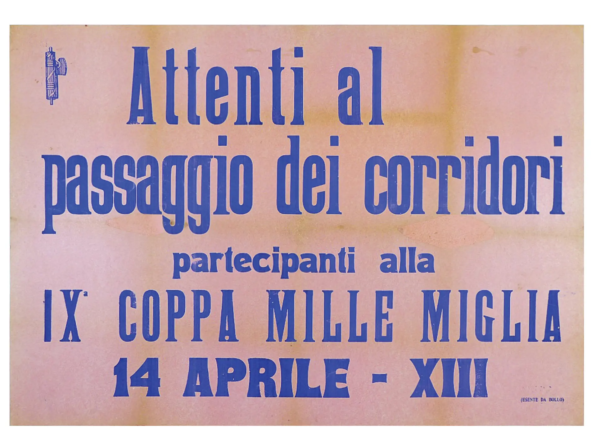 IX Coppa Mille Miglia, Warning Sign, 1935 | Original Racing Posters ...