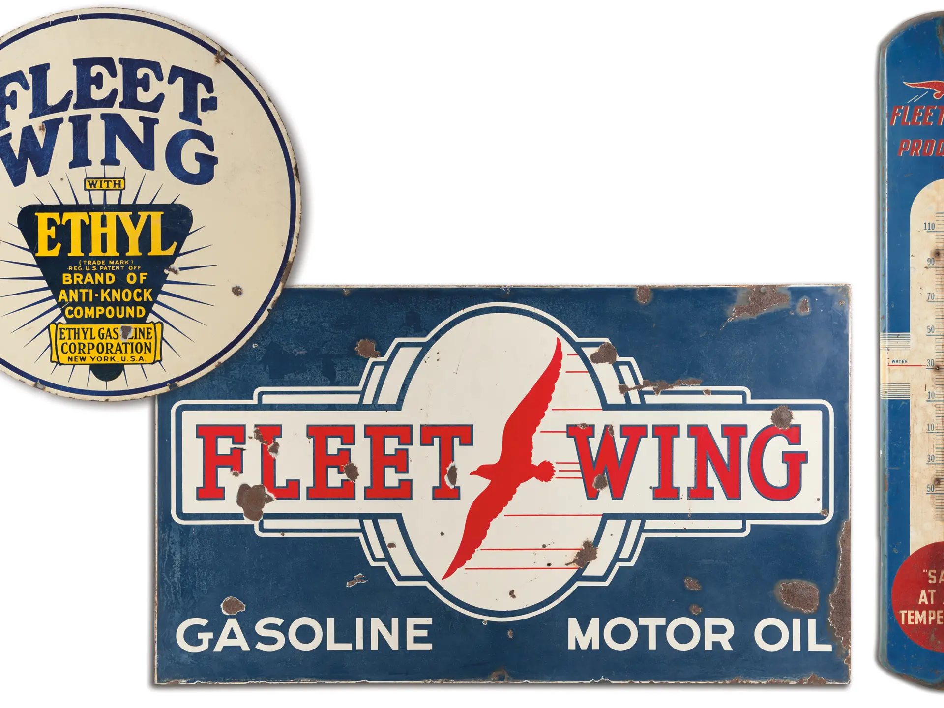 Two Fleetwing Gas Signs & a Thermometer | The Dingman Collection 2012 ...