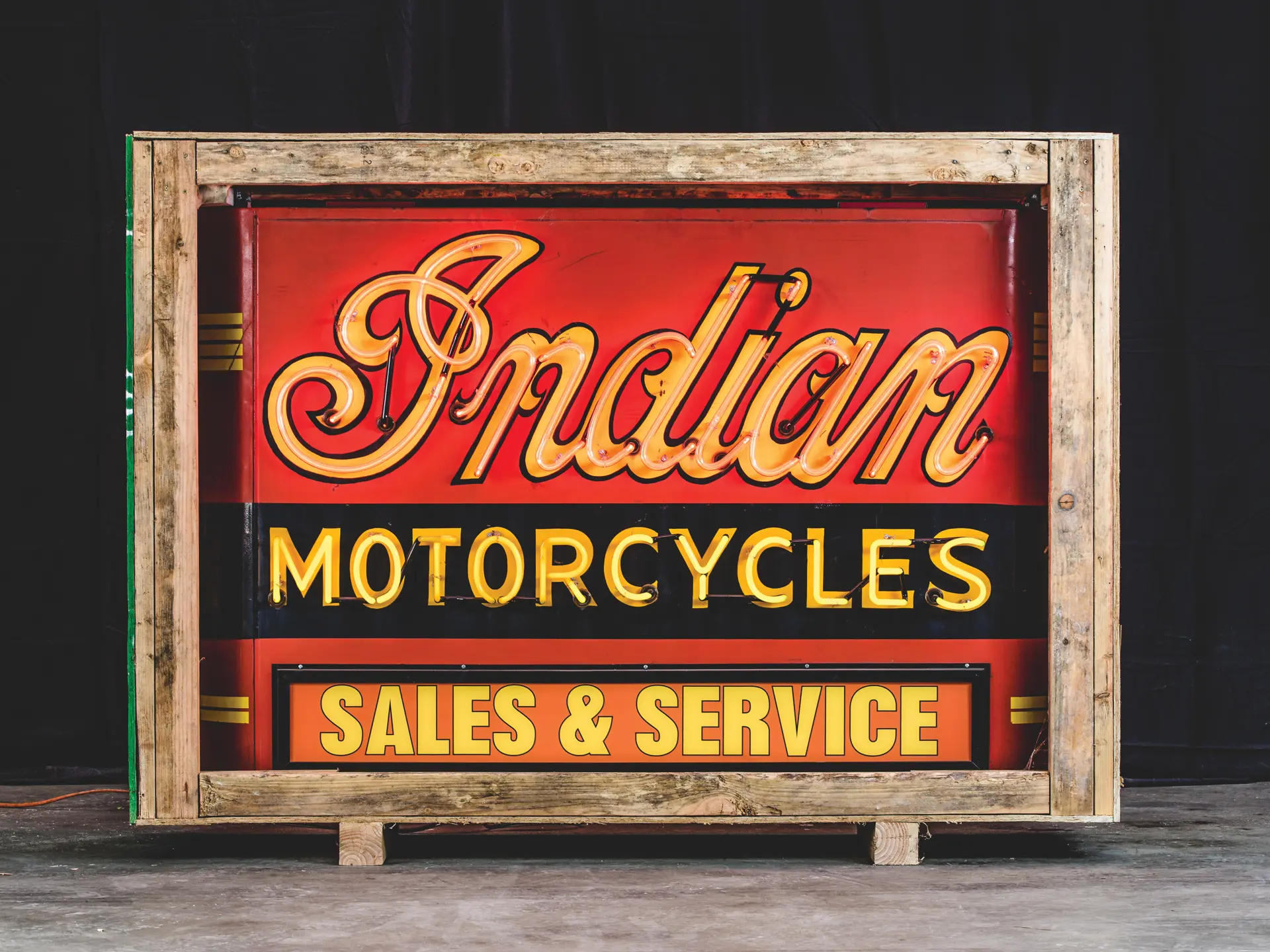 Indian Motorcycles Sales & Service Neon Sign Mounted Back-To-Back ...