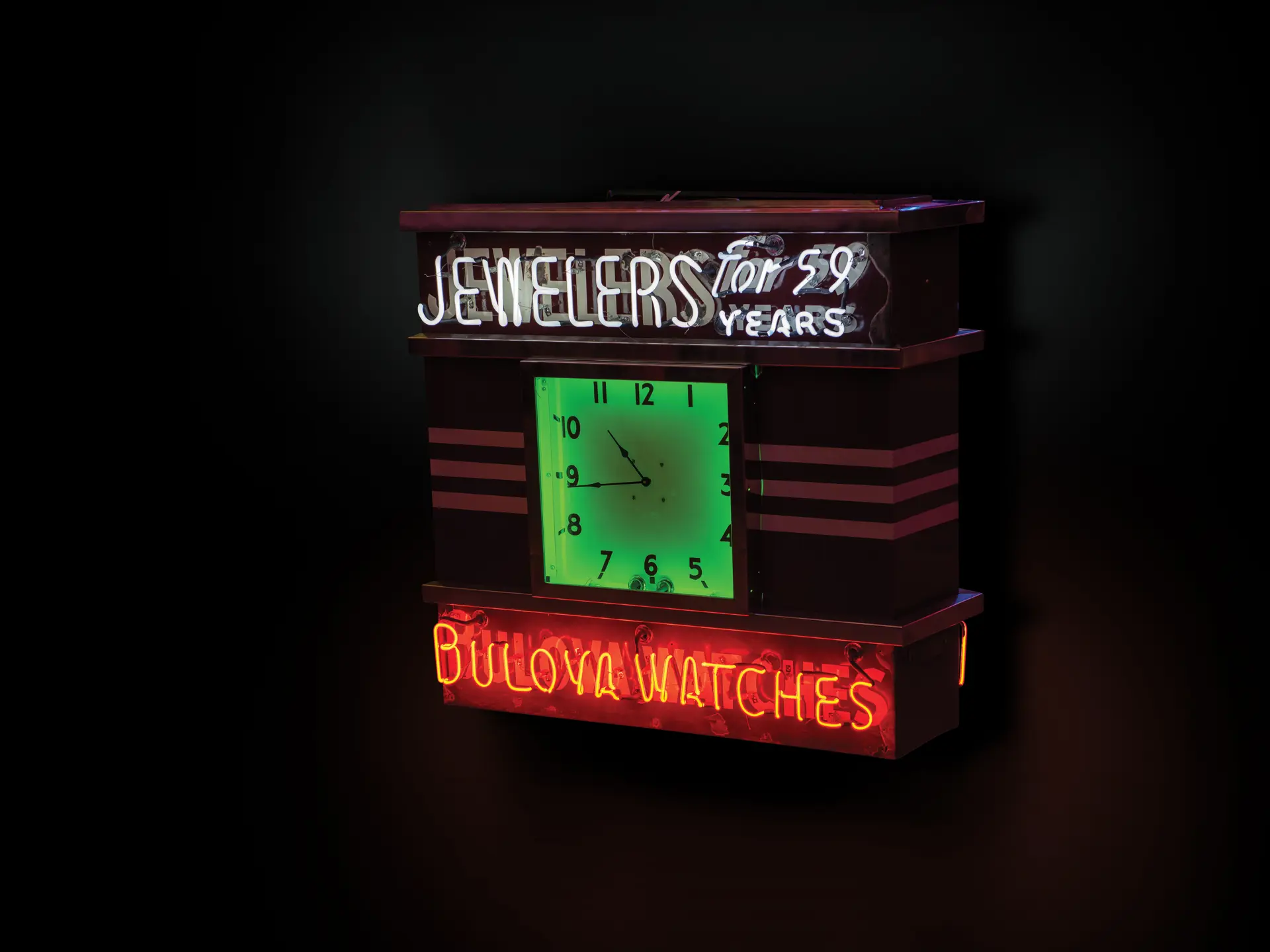 Jewelers, Bulova Watches Three-Sided Neon Sign and Clock | The Dingman ...