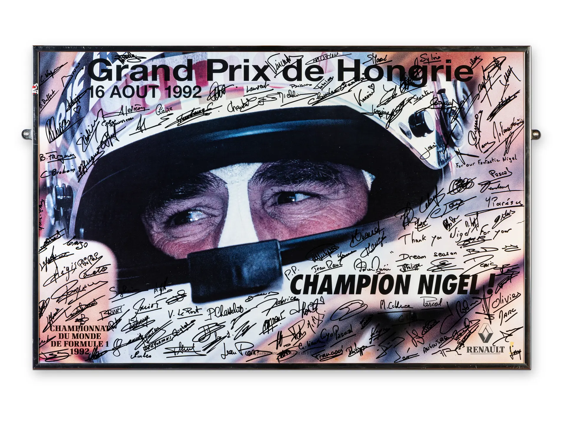 1992 Hungarian Grand Prix Signed Nigel Mansell Formula 1 Champion ...