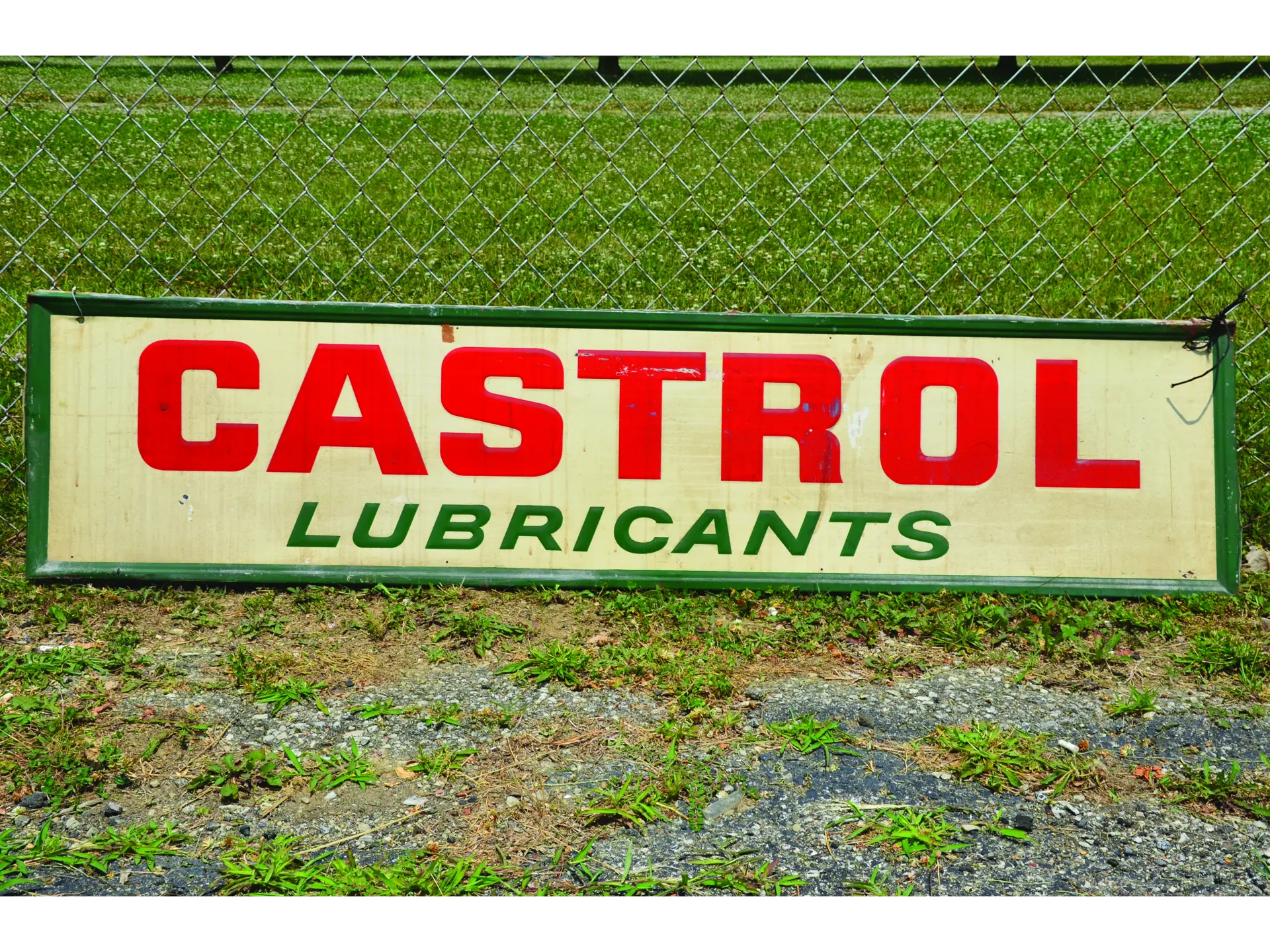 A single-sided, tin painted ‘Castrol Lubricants' sign, 71.5 x 12 ...