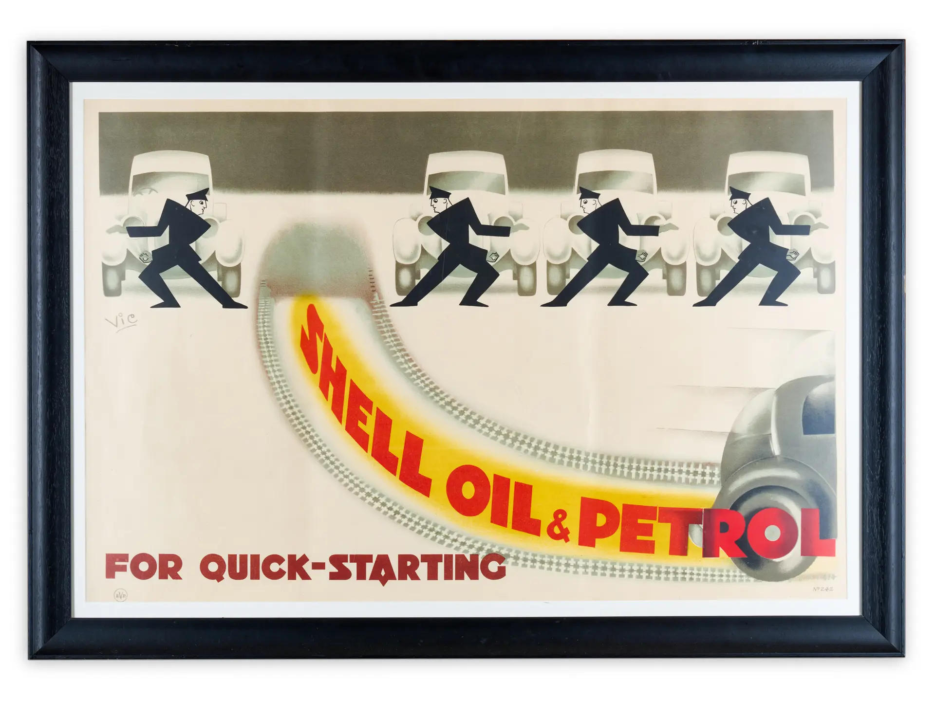 1930 Shell Oil & Petrol 'For Quick-Starting' Lithographic Poster ...