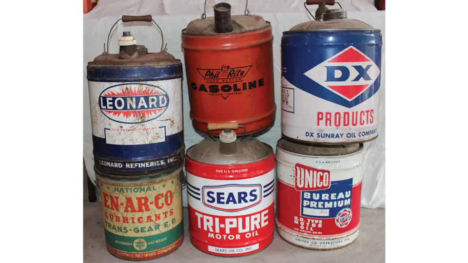 5-Gallon Oil Cans, Six Pieces | Auburn Spring 2018 | RM Sotheby's