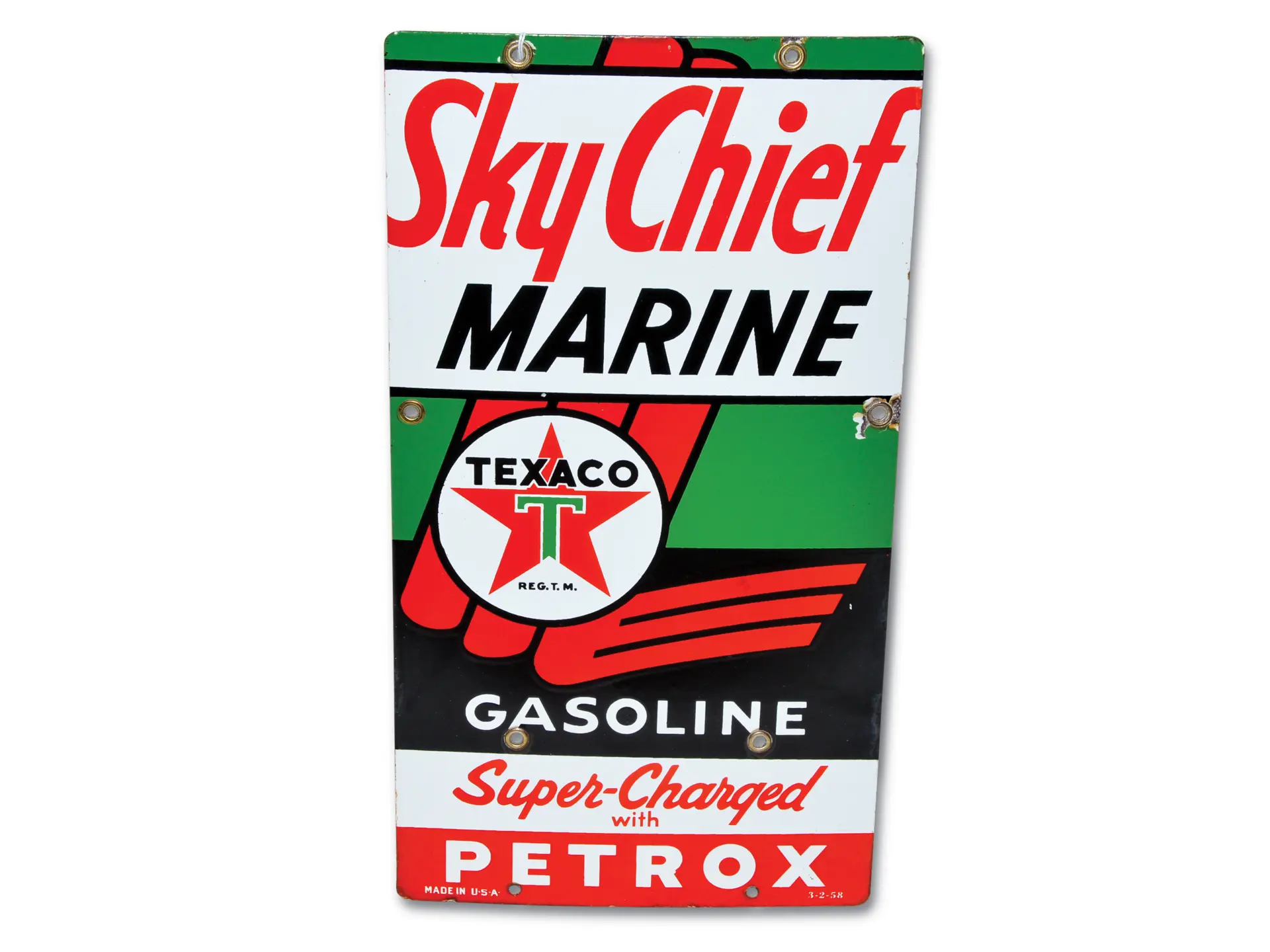 Rare Texaco Sky Chief Marine Gasoline with Super-Charged Petrox Sign ...