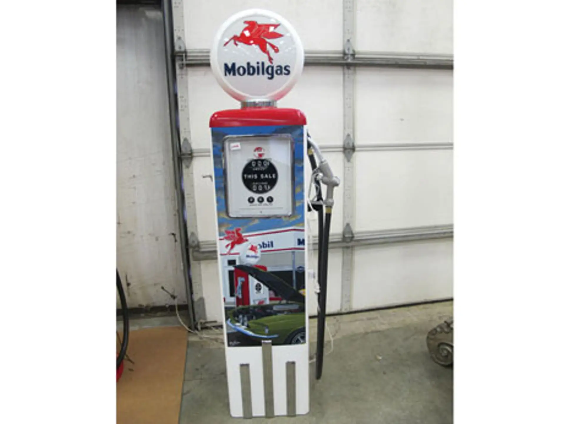 Mobil Gas Pump with Mobil Globe and Pictoral Painting of Mobil Gas ...