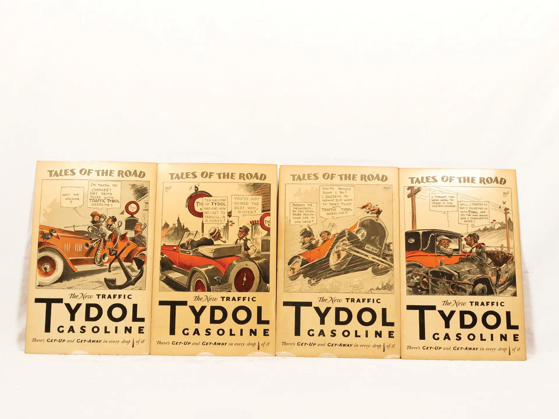 Tydol Gasoline 1920's Cardboard Poster Set | Auburn Memorabilia Auction ...