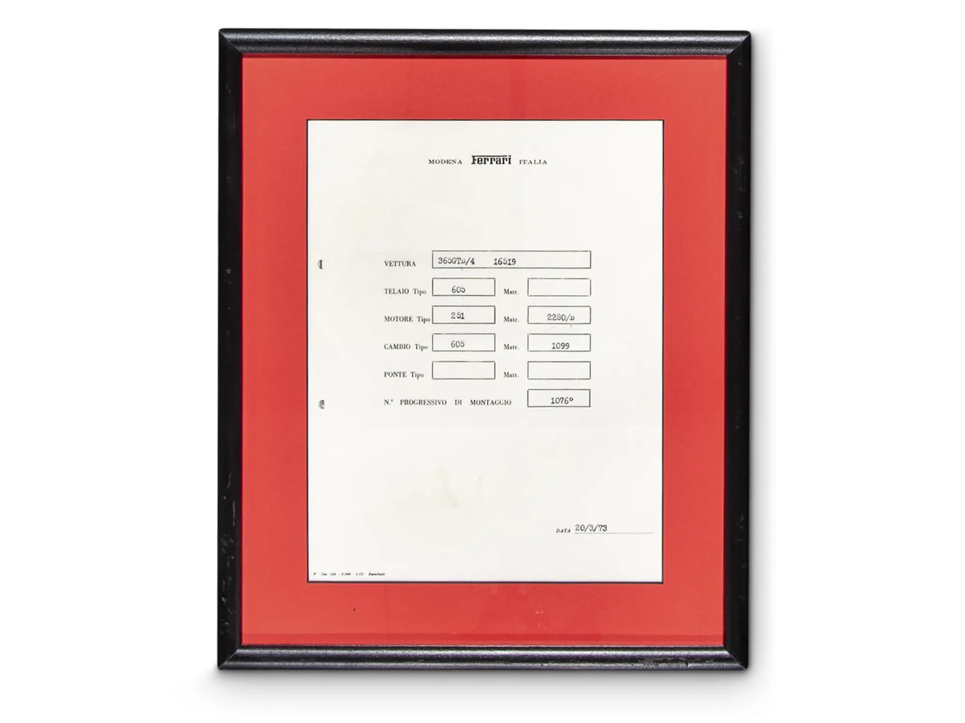 Ferrari 365 GTB/4 Build Record for Chassis No. 16519 | The Cohen ...