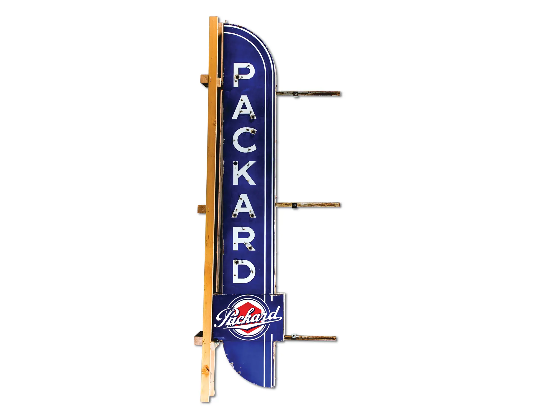 Packard with Lug Nut Logo Vertical Neon Signs Mounted Back-To-Back ...