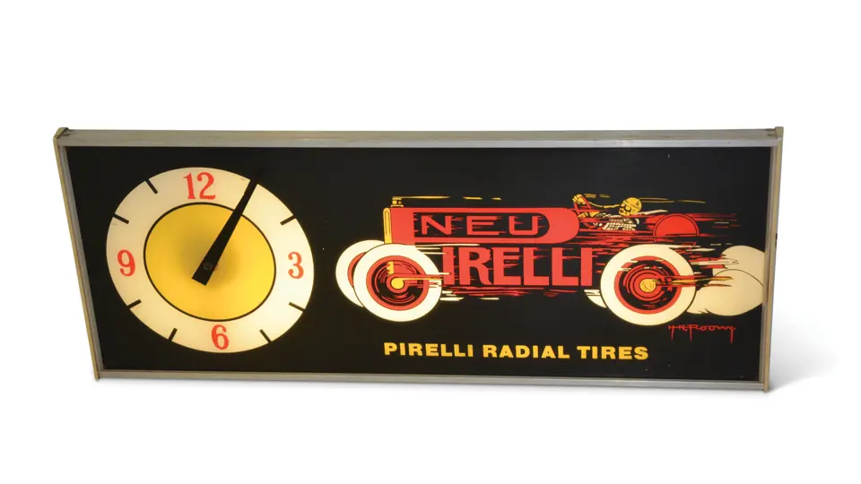 "Pirelli Radial Tires" with Race Car Plastic Lighted Clock | Auburn ...