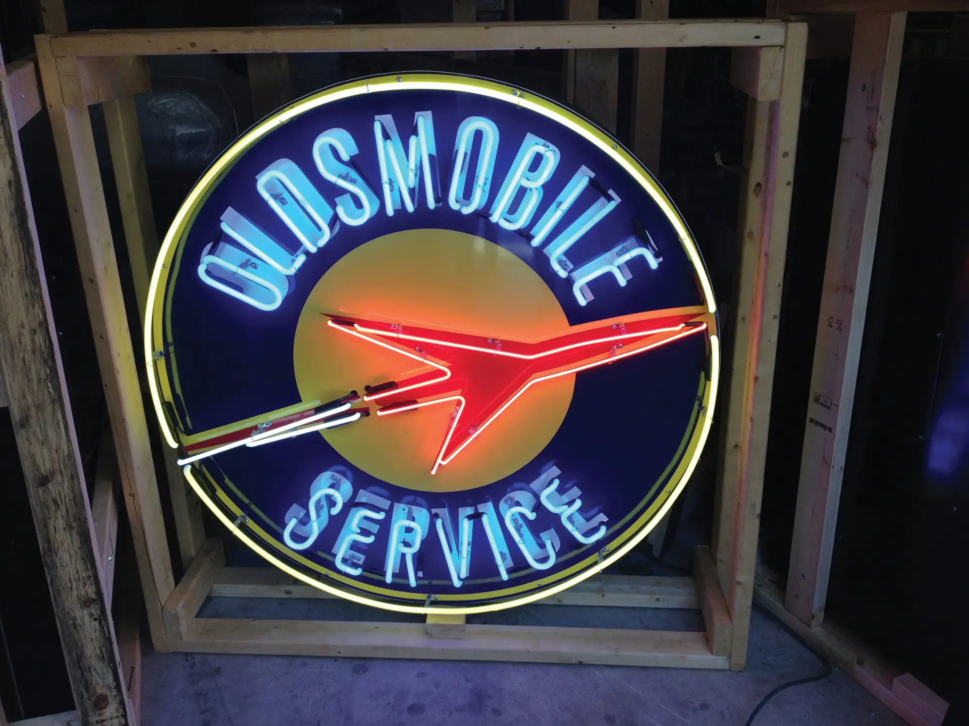 Oldsmobile Service Tin Neon Sign, with Flasher, 48" x 48", New Neon ...