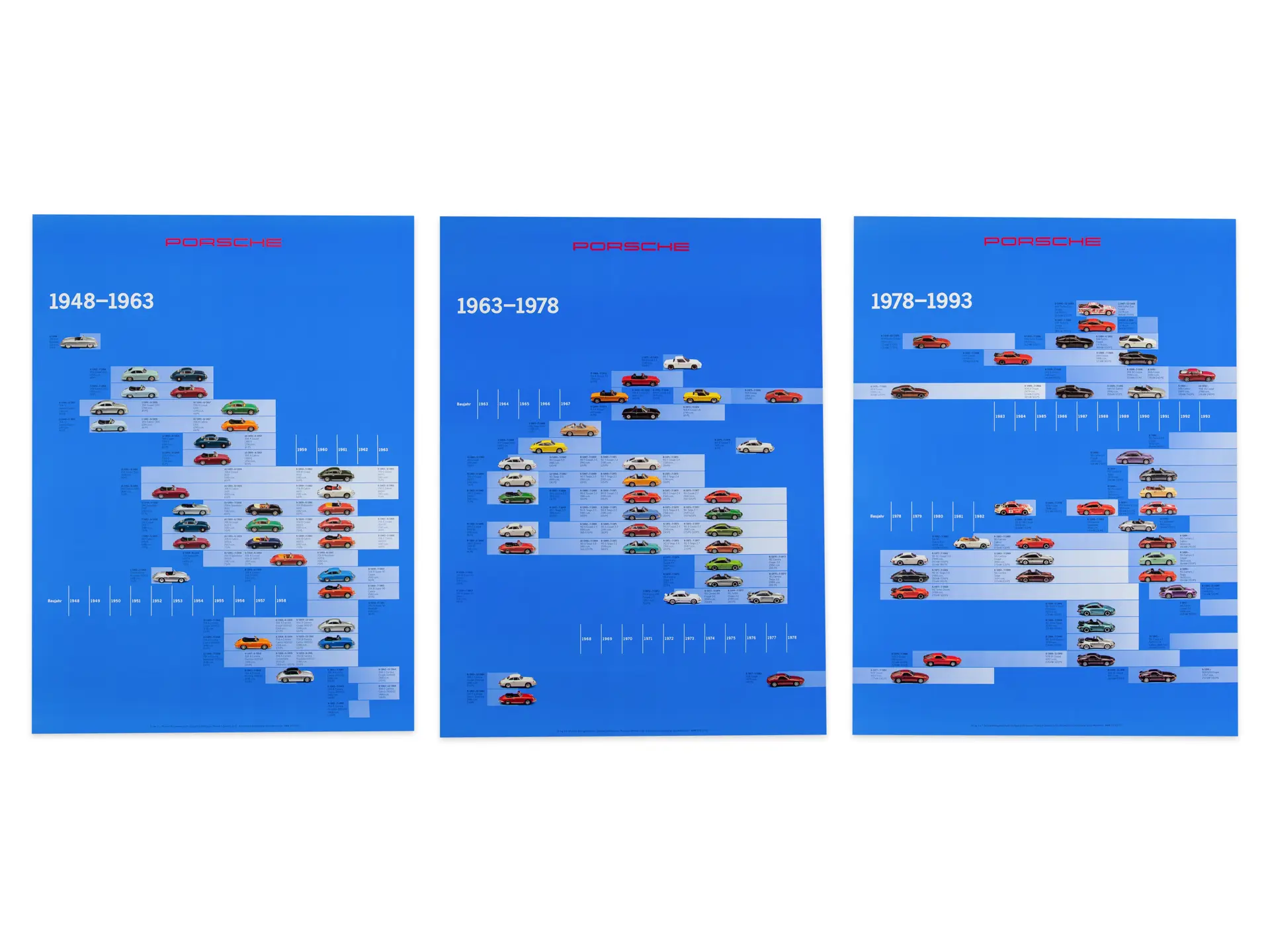 Three 1948–1993 Porsche Model Timeline Posters | The White Collection ...