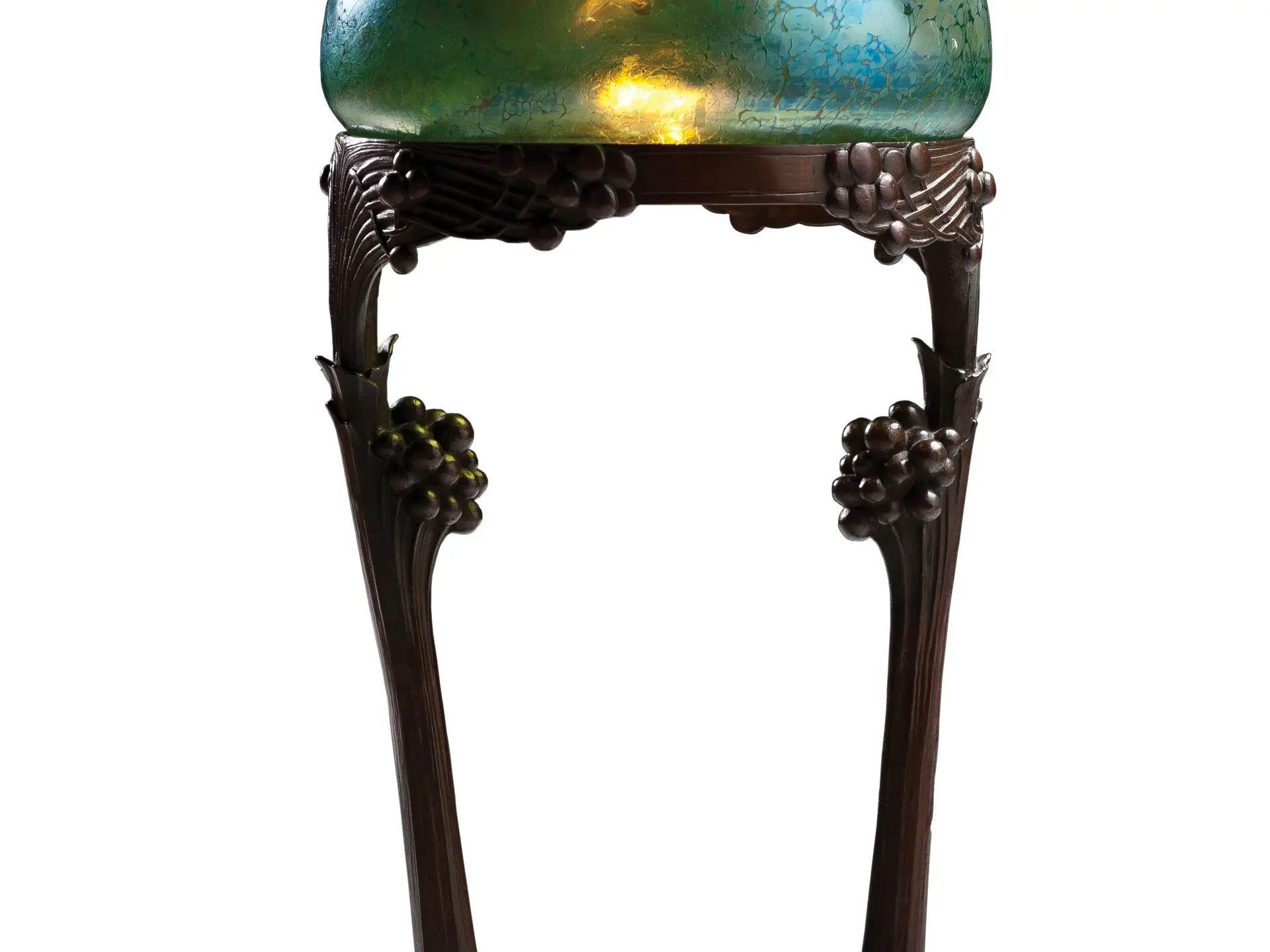 Large and Impressive Art Nouveau Gustave Gurschner Bronze and Glass ...