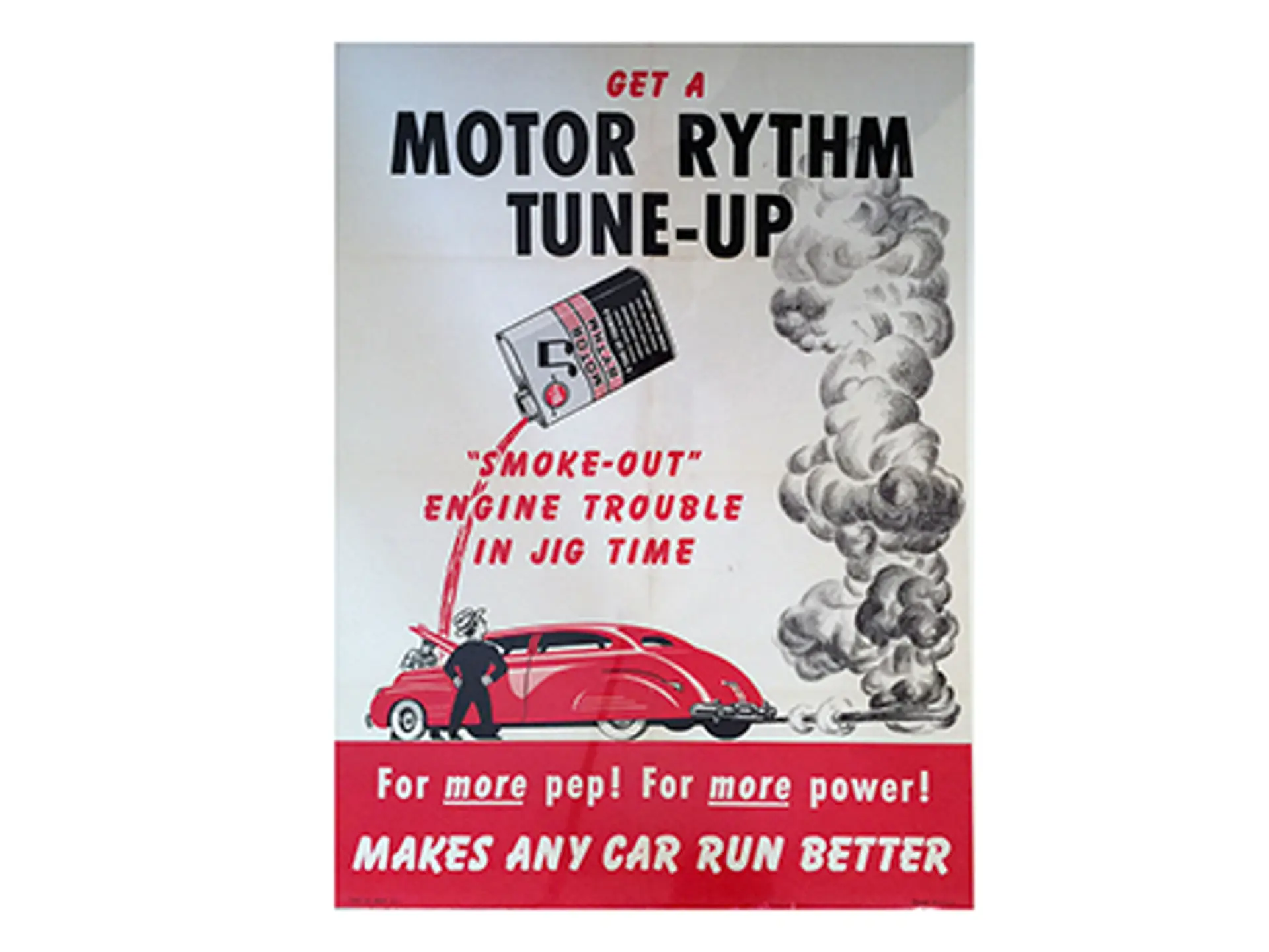 "Get a Motor Rhythm Tune Up", Vintage 1940's Tune Up Additive Poster ...