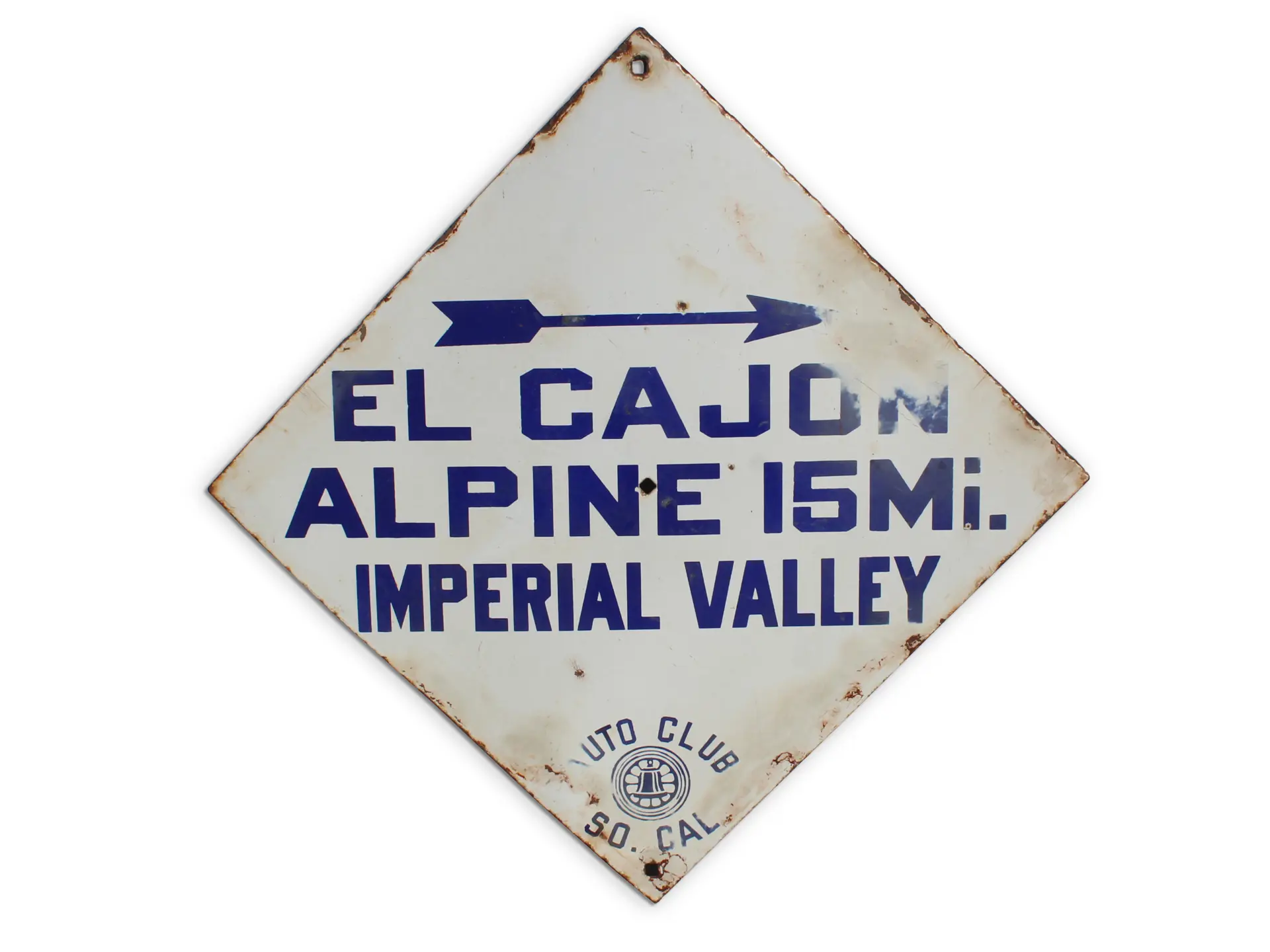 El Cajon Alpine 15 Mi. Porcelain Sign | Hershey 2023 | RM Sotheby's