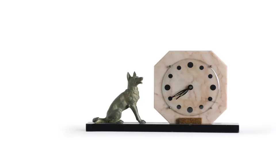 Marble Clock With German Shepherd | The Astor Collection | RM Sotheby's