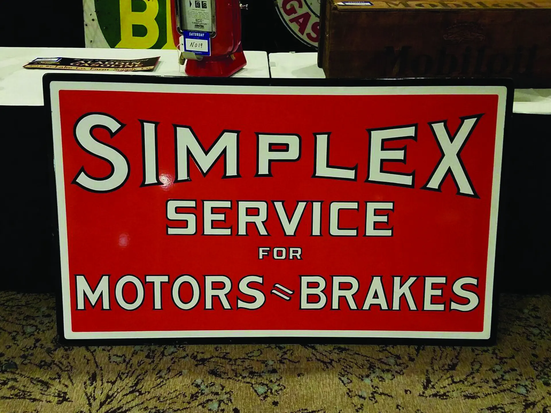 A new/old stock, single-sided, porcelain, Simplex Service sign ...