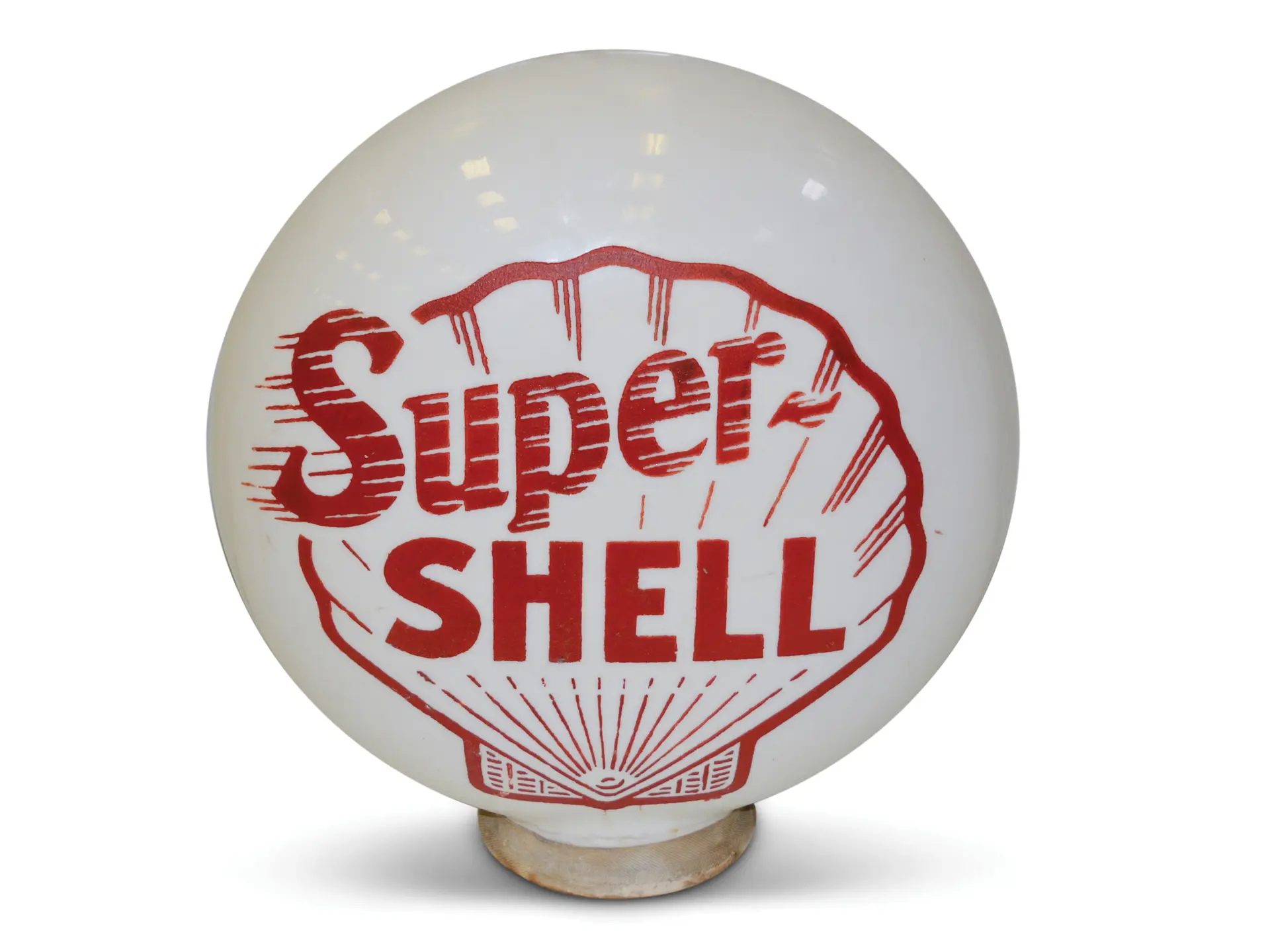Super-Shell 'Gas' One Piece Etched Milk Glass Canteen Globe Body ...