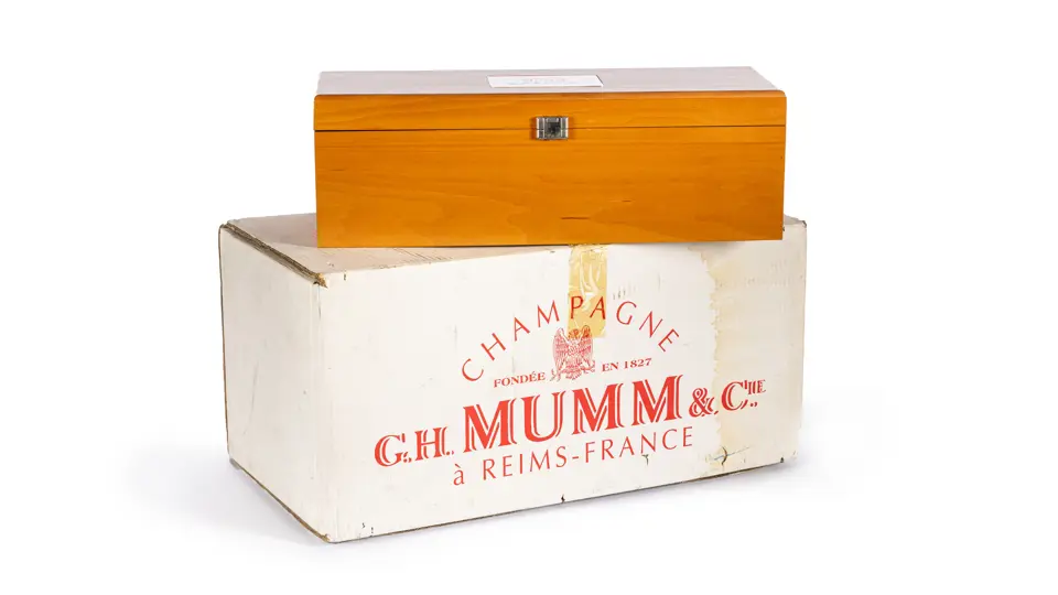 Jeroboam Mumm Formula 1 Signed Magnum with Display Case and Bridgestone ...