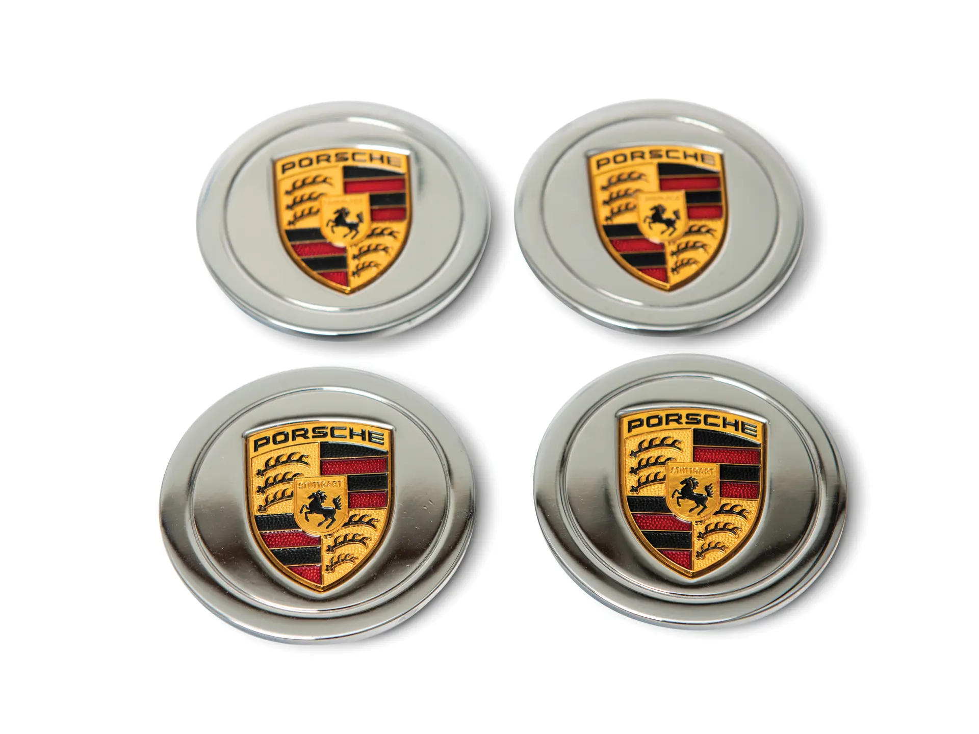 Chrome Porsche Crest Center Caps | The Taj Ma Garaj Collection | RM ...